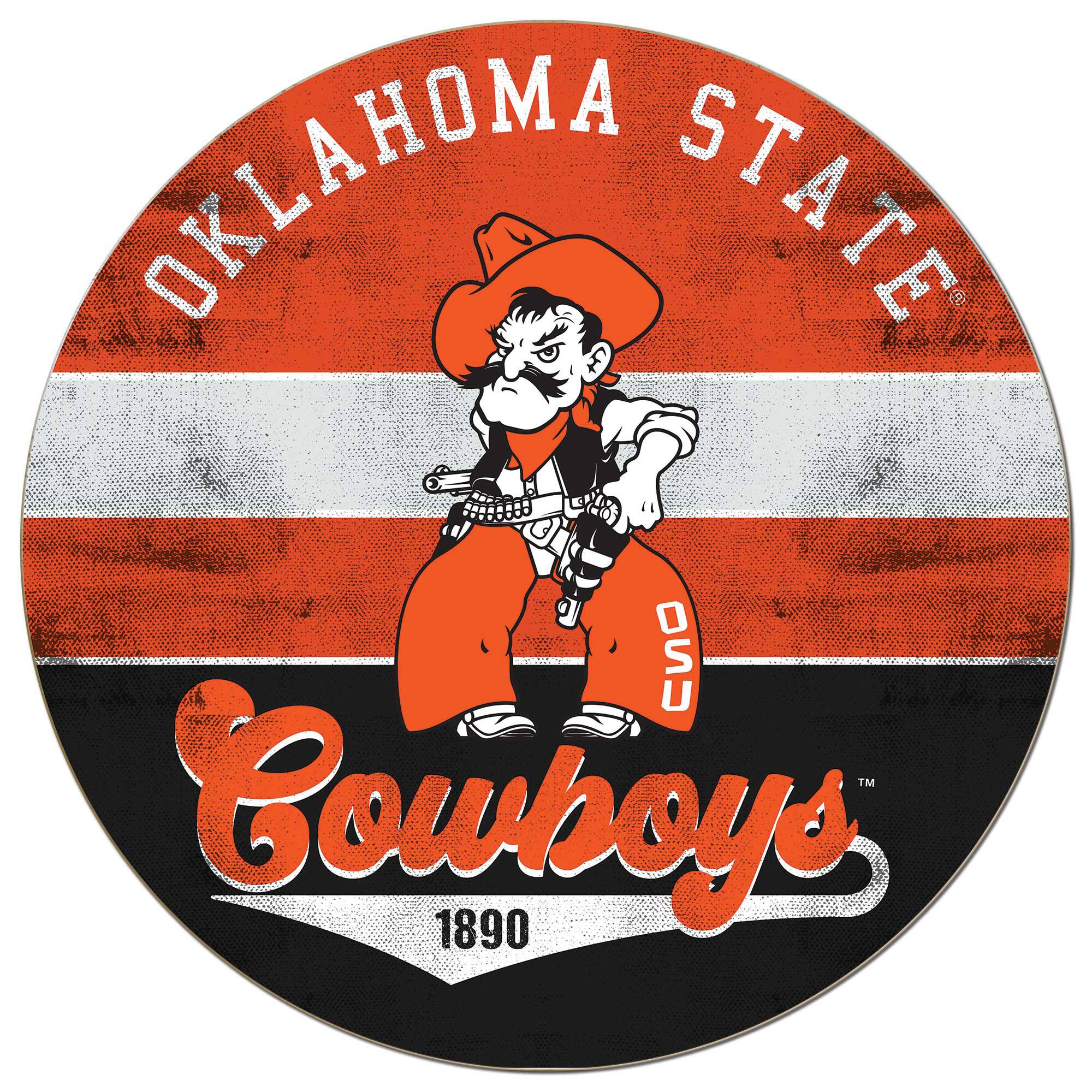 Jardine Oklahoma State Cowboys 20'' x 20'' Retro Logo Circle Sign ...