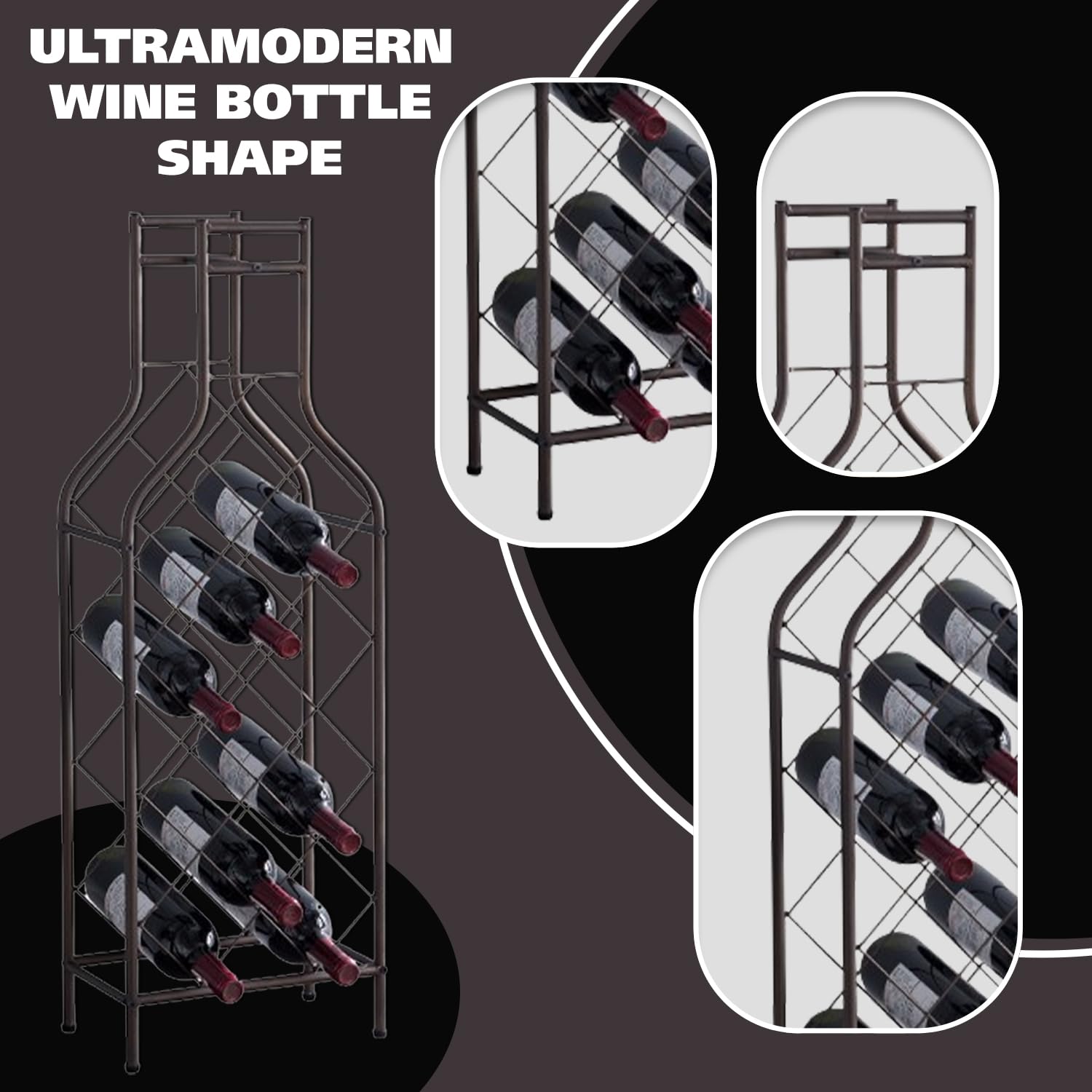 Kings Brand Furniture 12 Bottles Freestanding Floor Metal Wine Rack ...