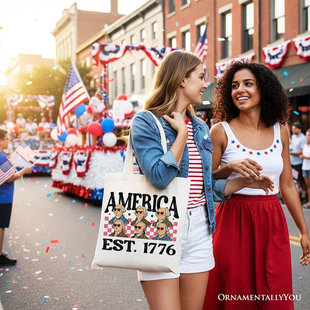 OrnamentallyYou America Est 1776 Founding Fathers Vintage Canvas Tote ...