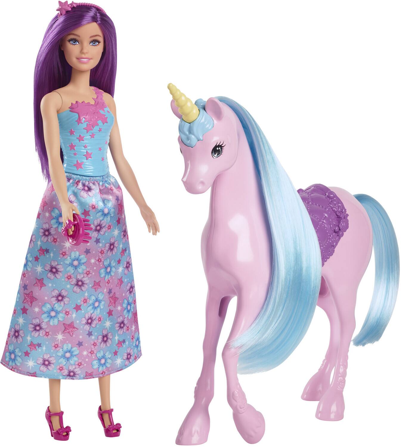 Mattel Barbie Fantasy Doll & Unicorn Toy Set Collectibles Multicolor ...