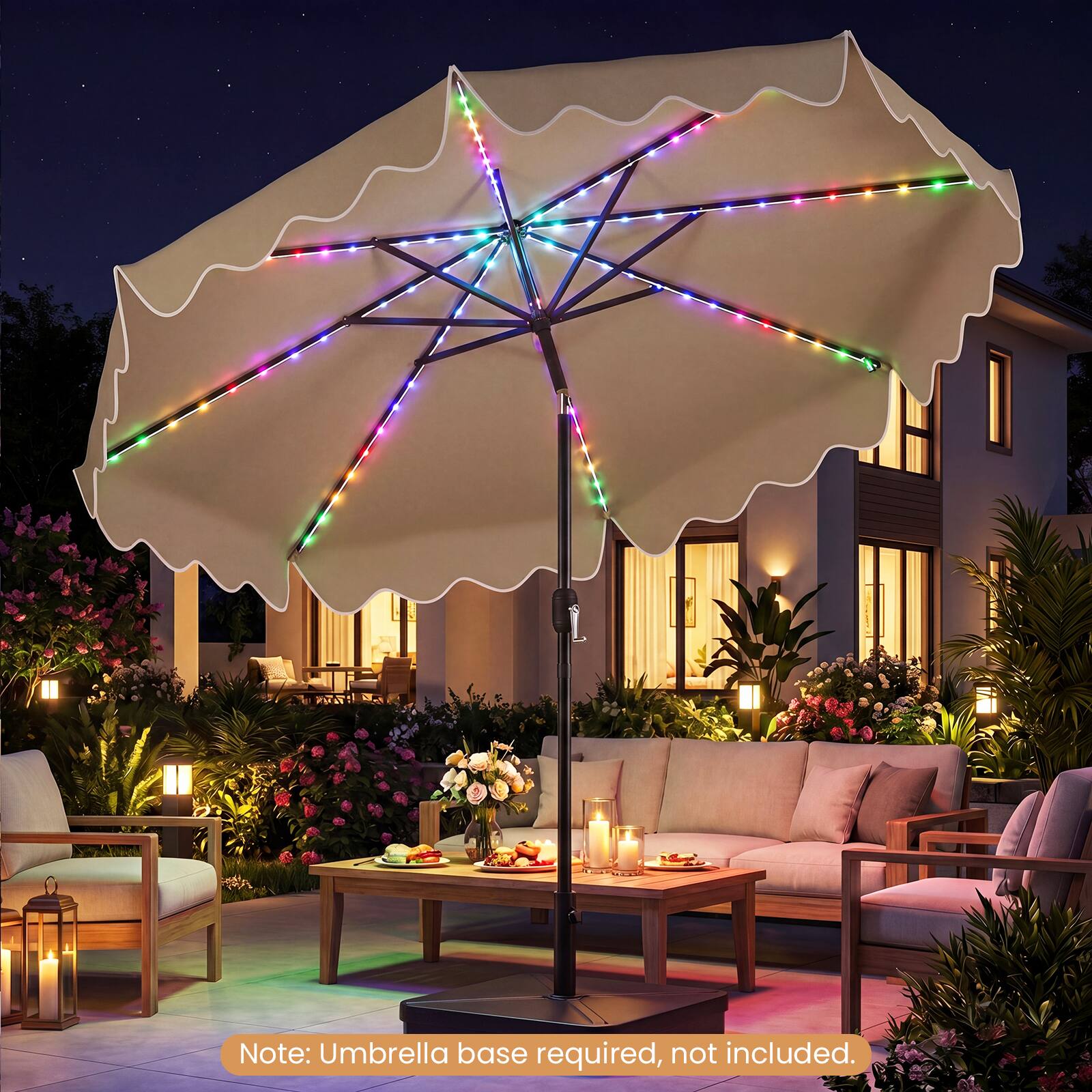 Costway 10FT Solar Outdoor Market Table Umbrella with 112 Color ...