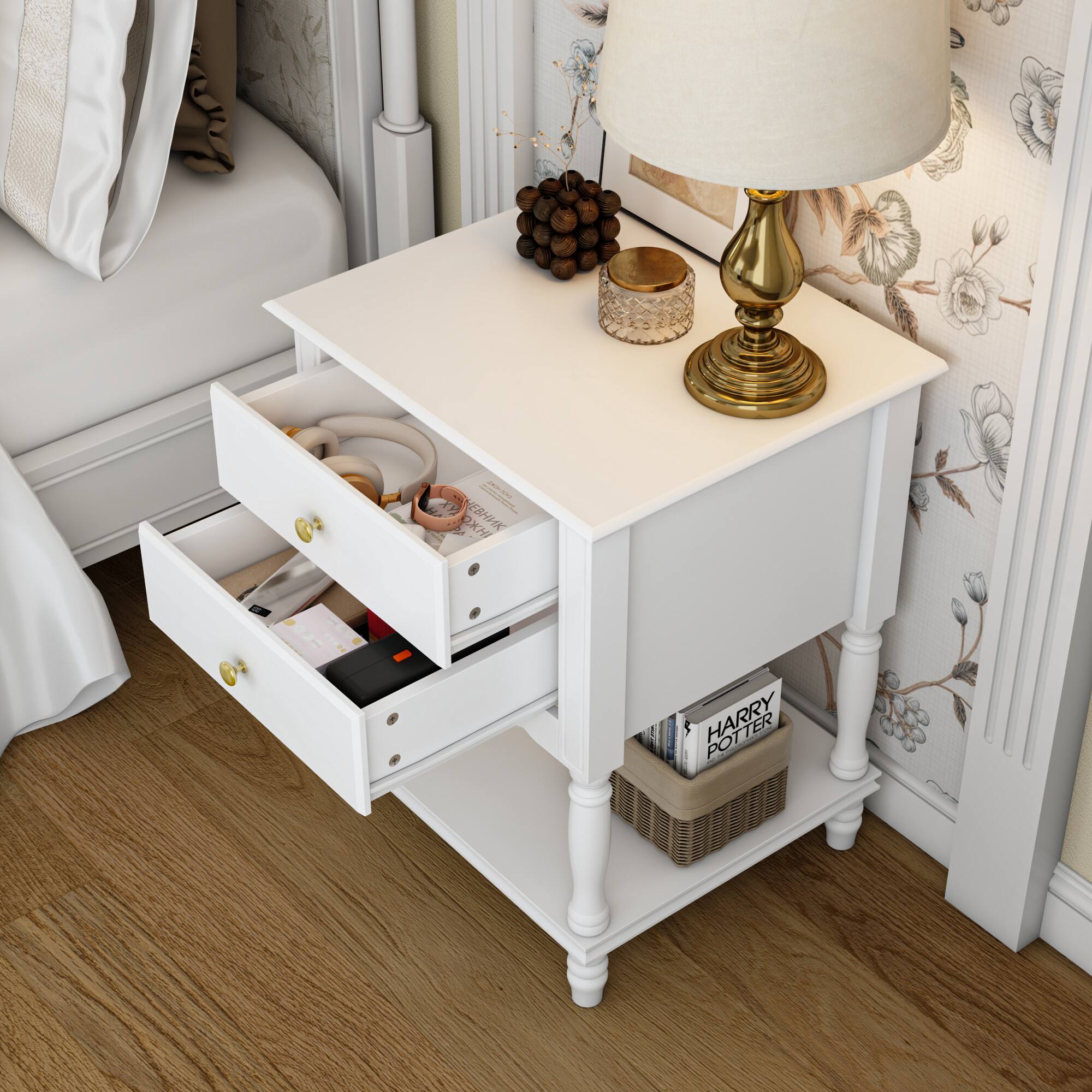 FUFU & GAGA FUFU&GAGA French Style Nightstand: Ornate 2 Drawer Elegance ...