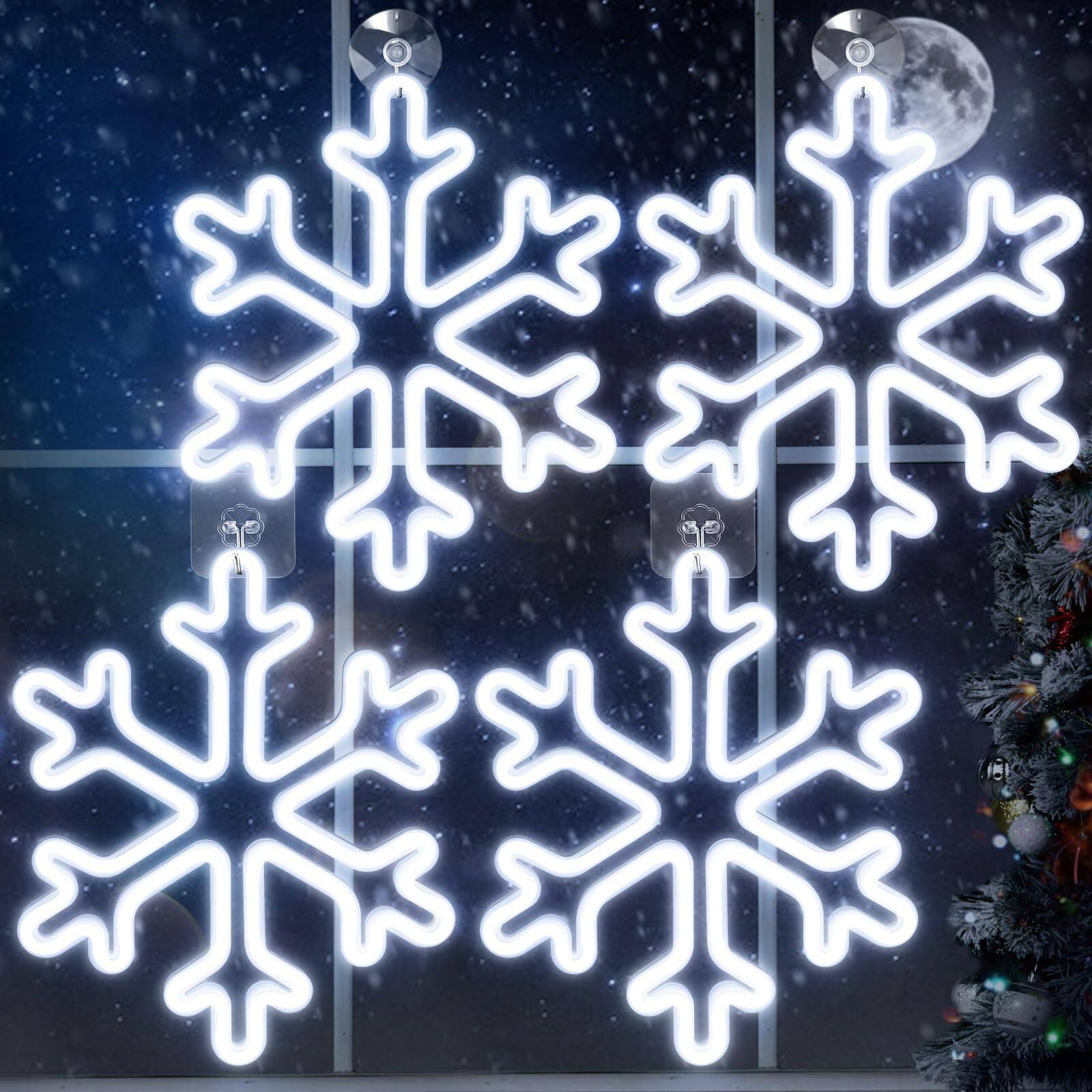COTTAGE 4 Large Christmas Window Snowflake Lights Led Neon Hanging ...