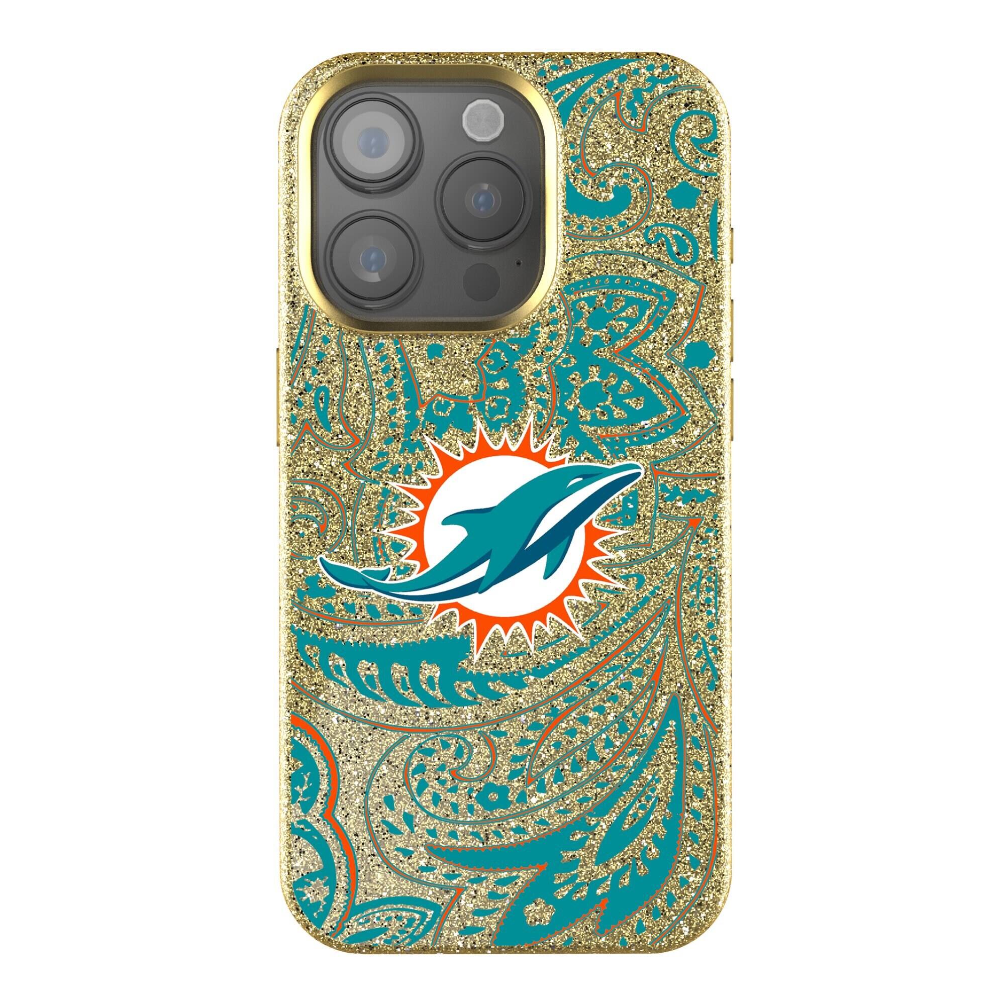 Keyscaper NFL Miami Dolphins Paisley Bling iPhone Case 15 Plus Gold ...