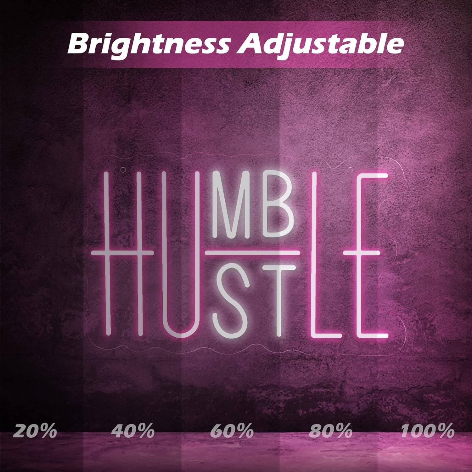 Auledio Hustle LED Neon Sign for Wall Decor, Humble LED Neon Lights ...