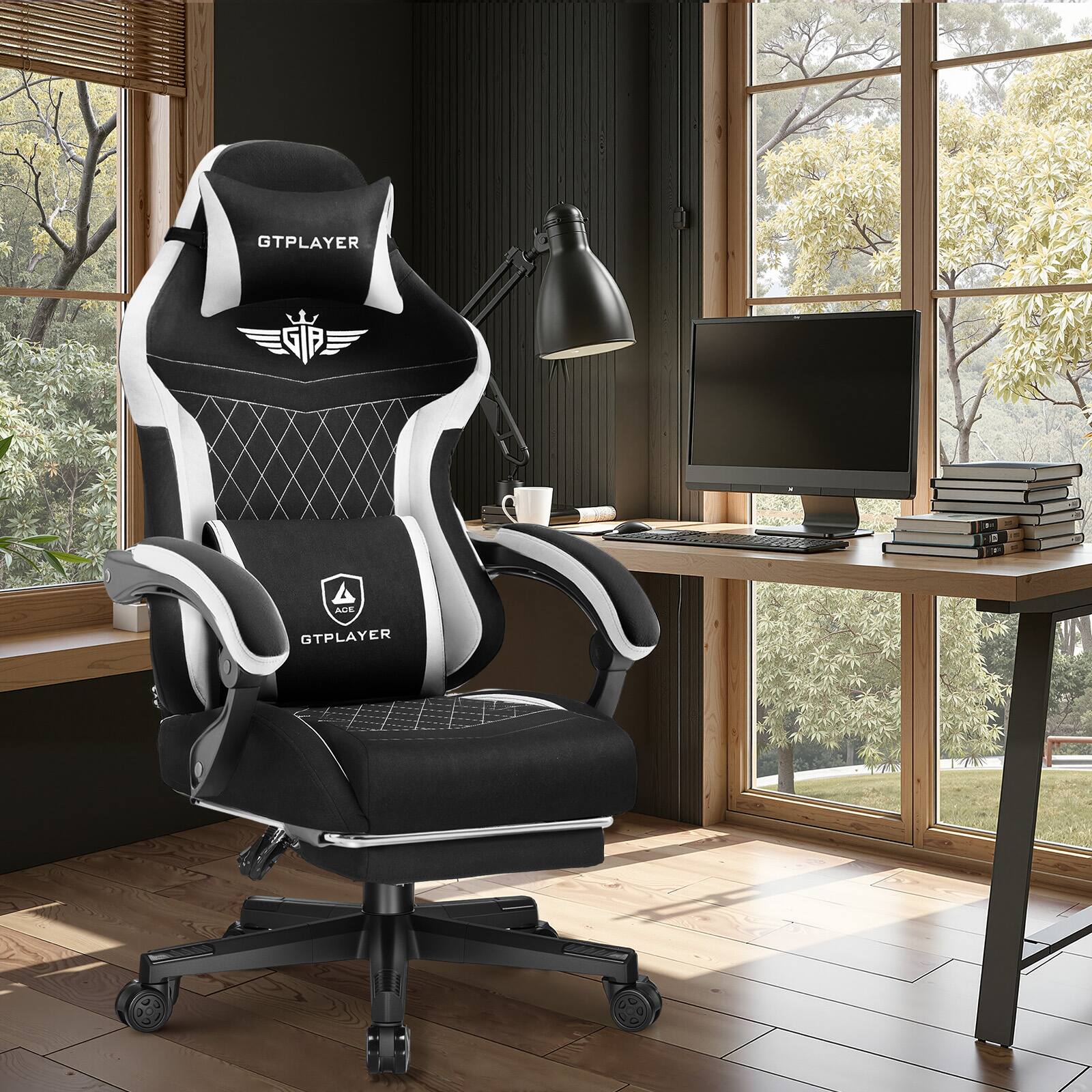 GTPlayer Gaming Chair with Extended Backrest Fabric Computer Chair ...