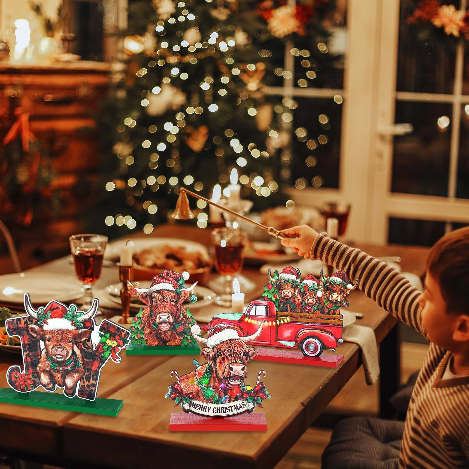 Paradigms Interiors Blossomsound 7 Highland Cow Table Decor Wooden ...