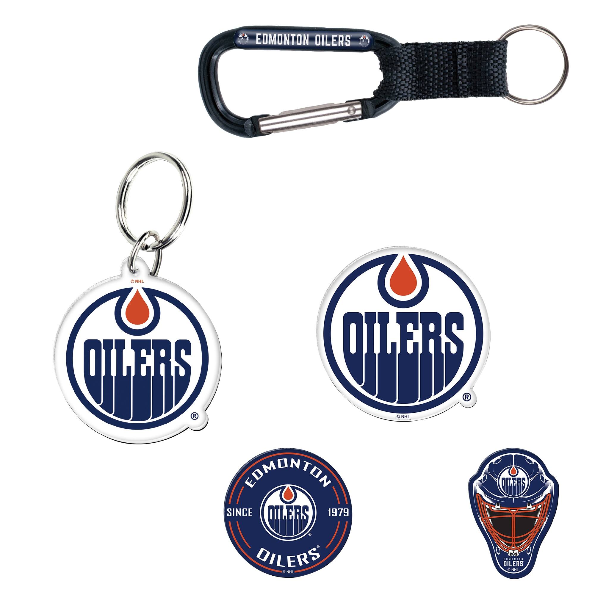 WinCraft Edmonton Oilers 5 Pack Key Ring and Fridge Magnet Set ...