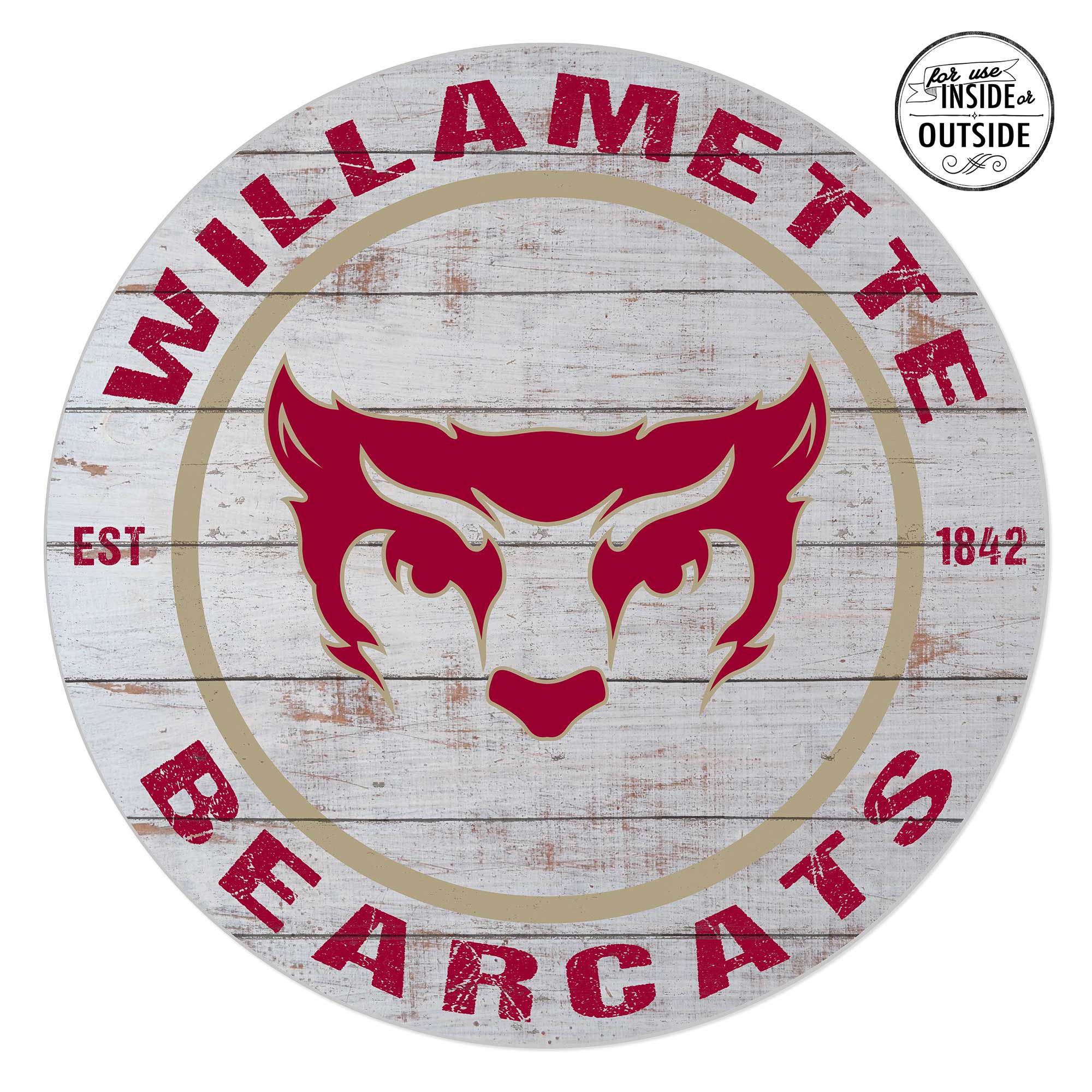 Jardine Willamette Bearcats 20'' x 20'' Indoor/Outdoor Weathered Circle Sign White 5110514 ...