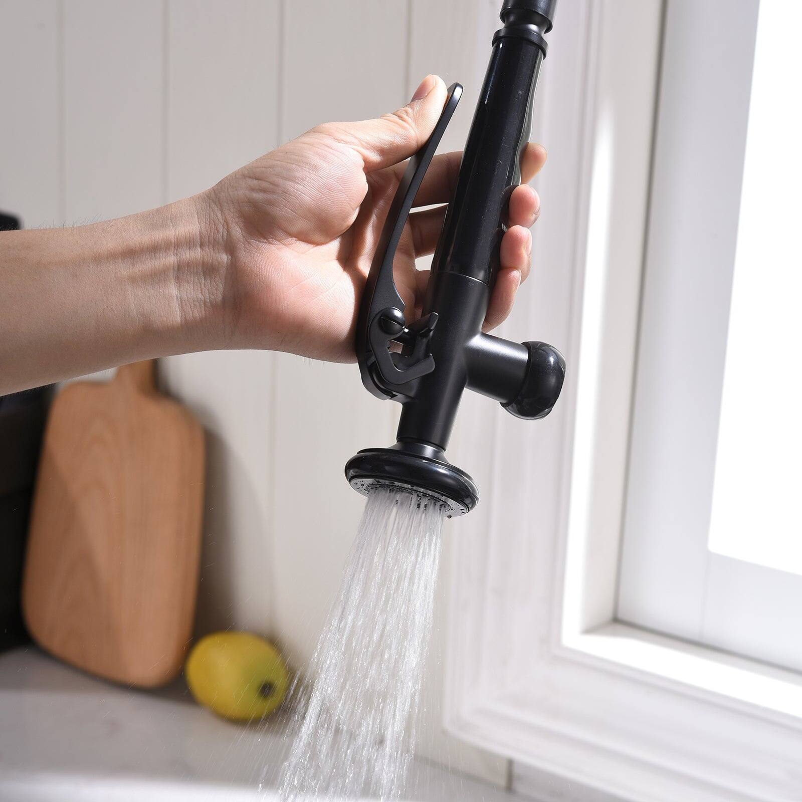 Dual Function Single Handle Gooseneck Pull Down Sprayer Kitchen Faucet ...