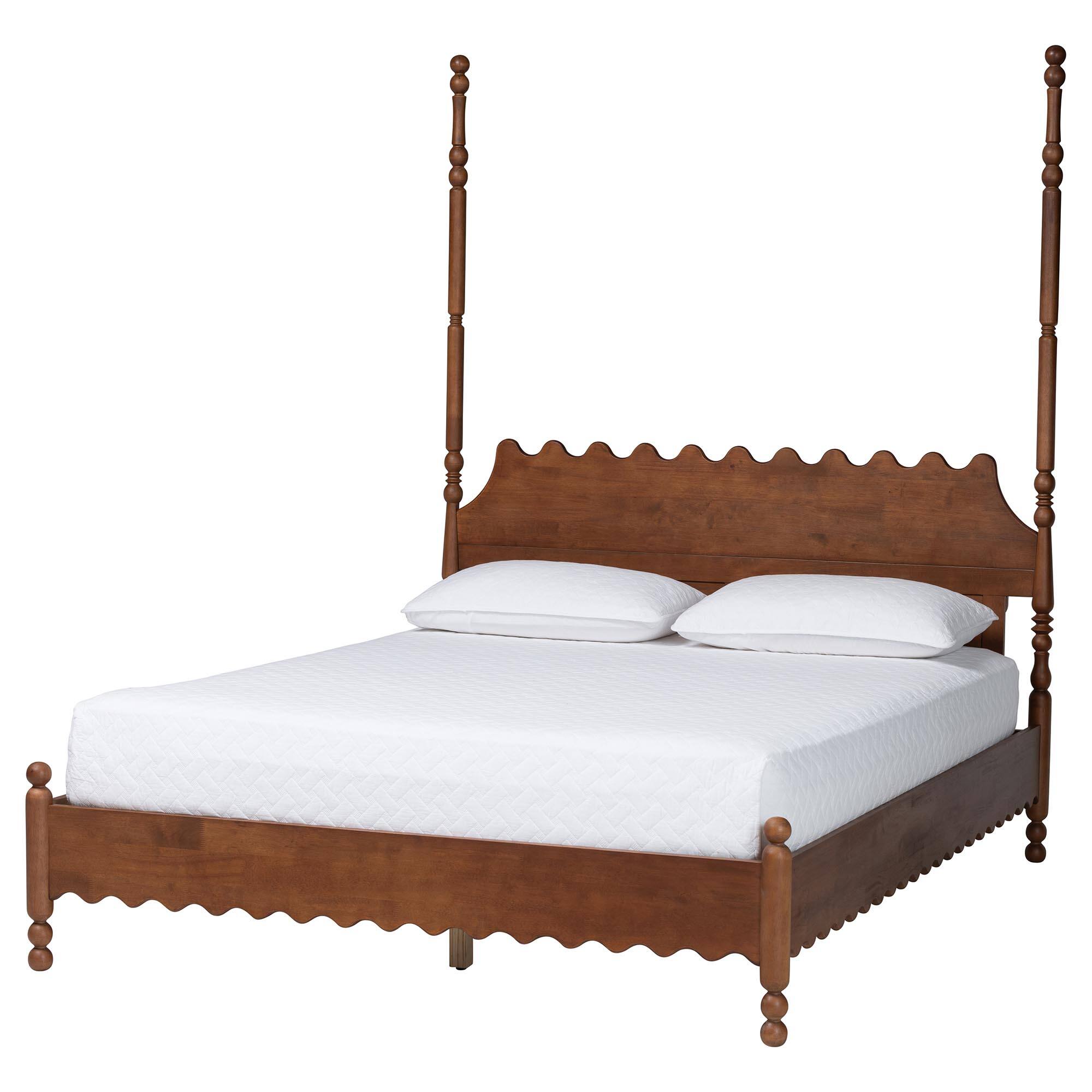 Baxton Studio Hoffman Platform Bed Farmhouse Bed Frame with Scalloped ...