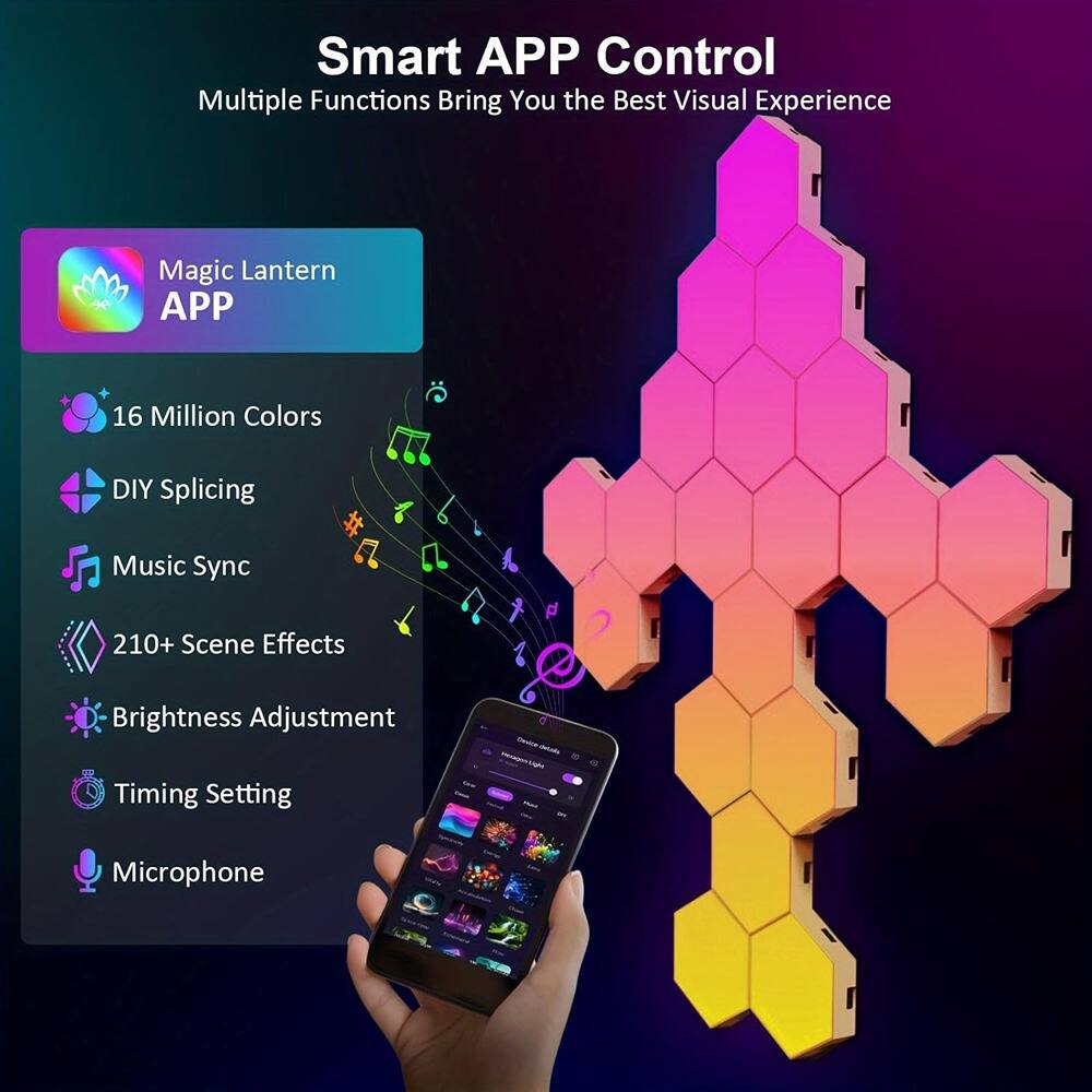 Schertz Smart RGB Hexagon LED Wall Lights with App & Remote Control ...