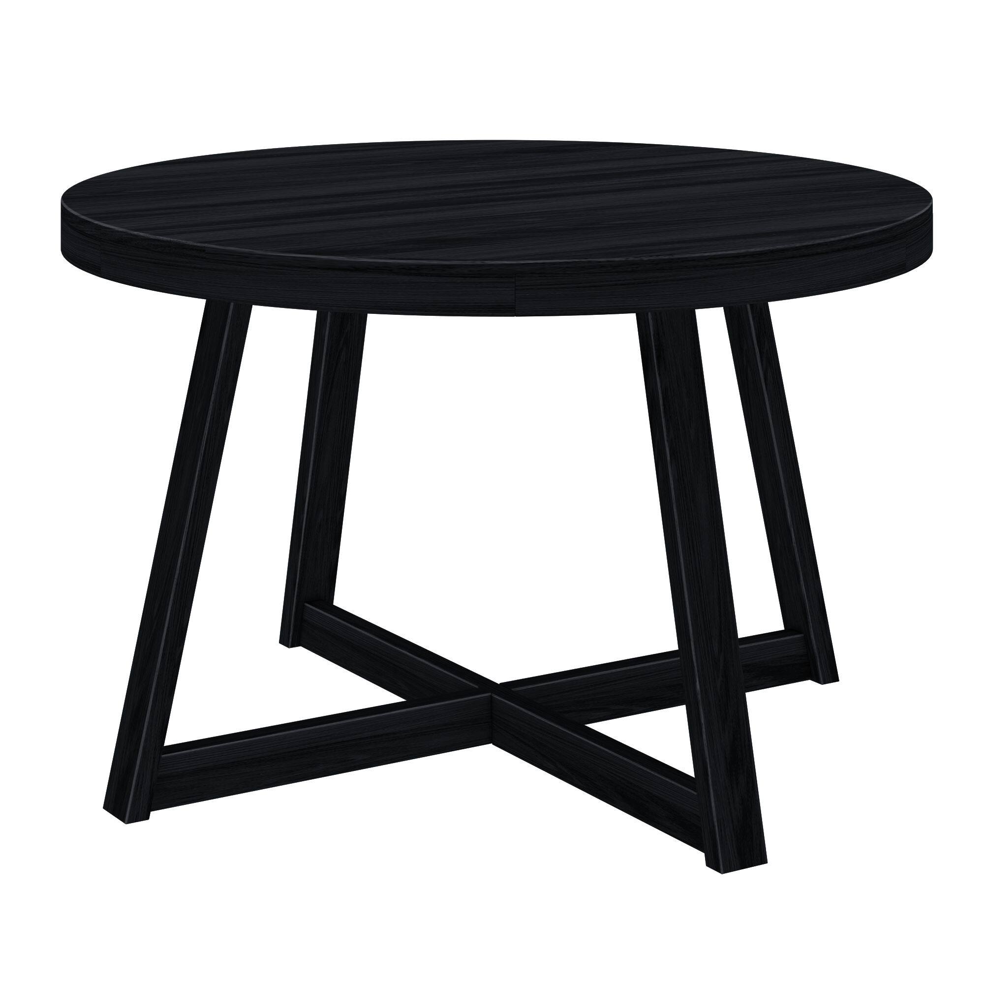 Plank+Beam Classic Round Dining Table (47in / 1193 mm) Black Wirebrush ...