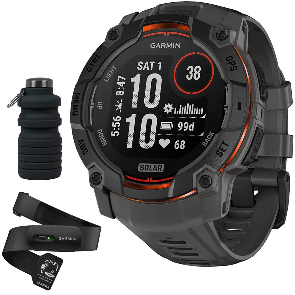 Garmin Instinct 3 50mm Outdoor GPS Smartwatch, SOLAR, Black w/ HRM 200 ...