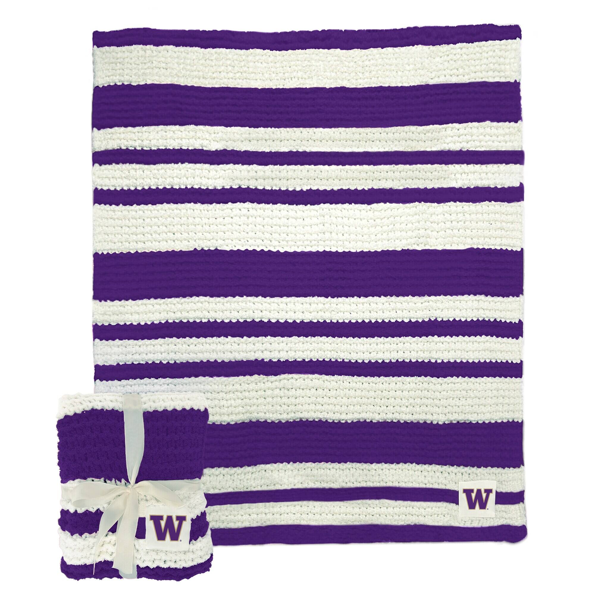 Logo Brands Washington Huskies 50" x 60" Cable Knit Throw Blanket ...
