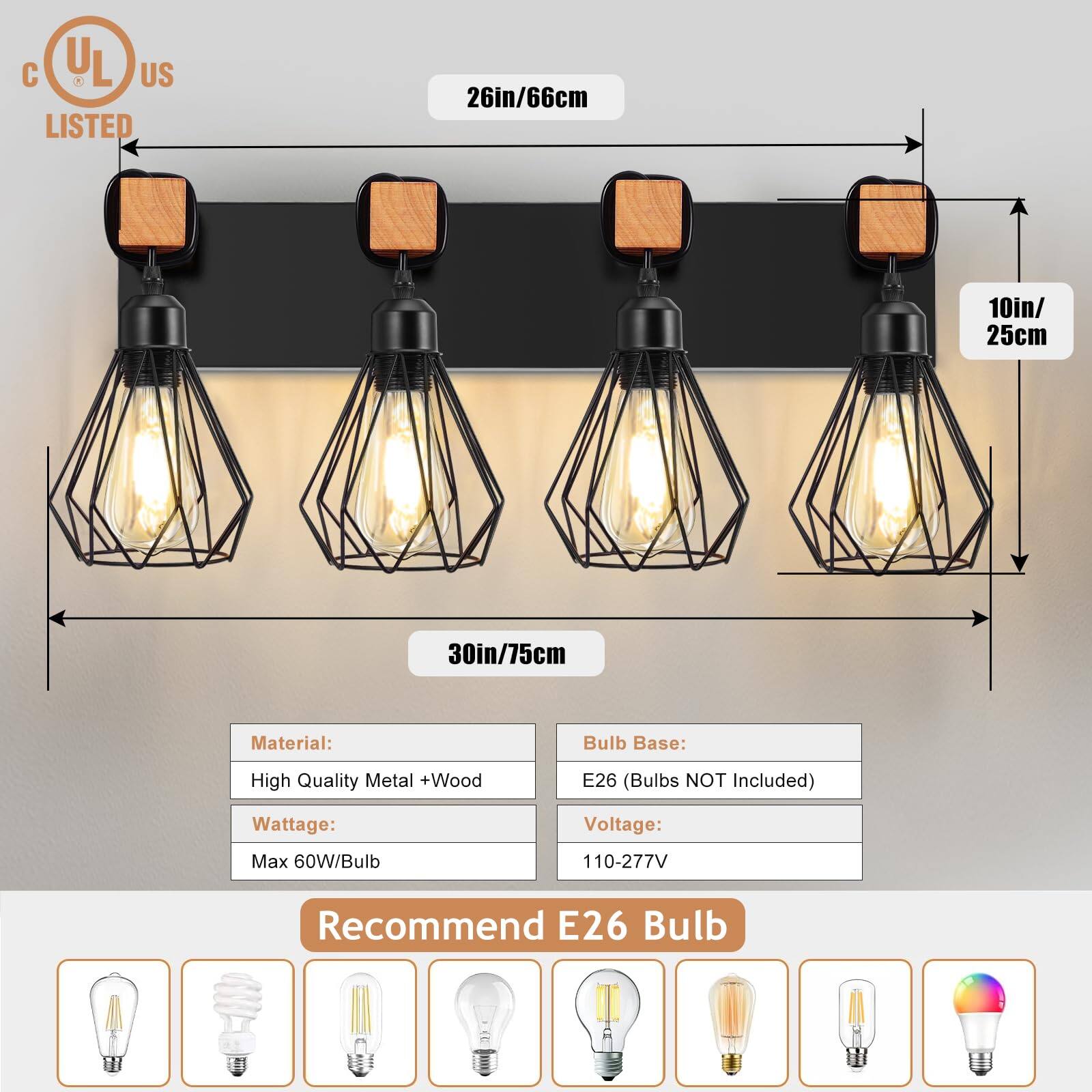 Cedar Assembly Farmhouse Bathroom Vanity Light Fixtures Wood Over ...