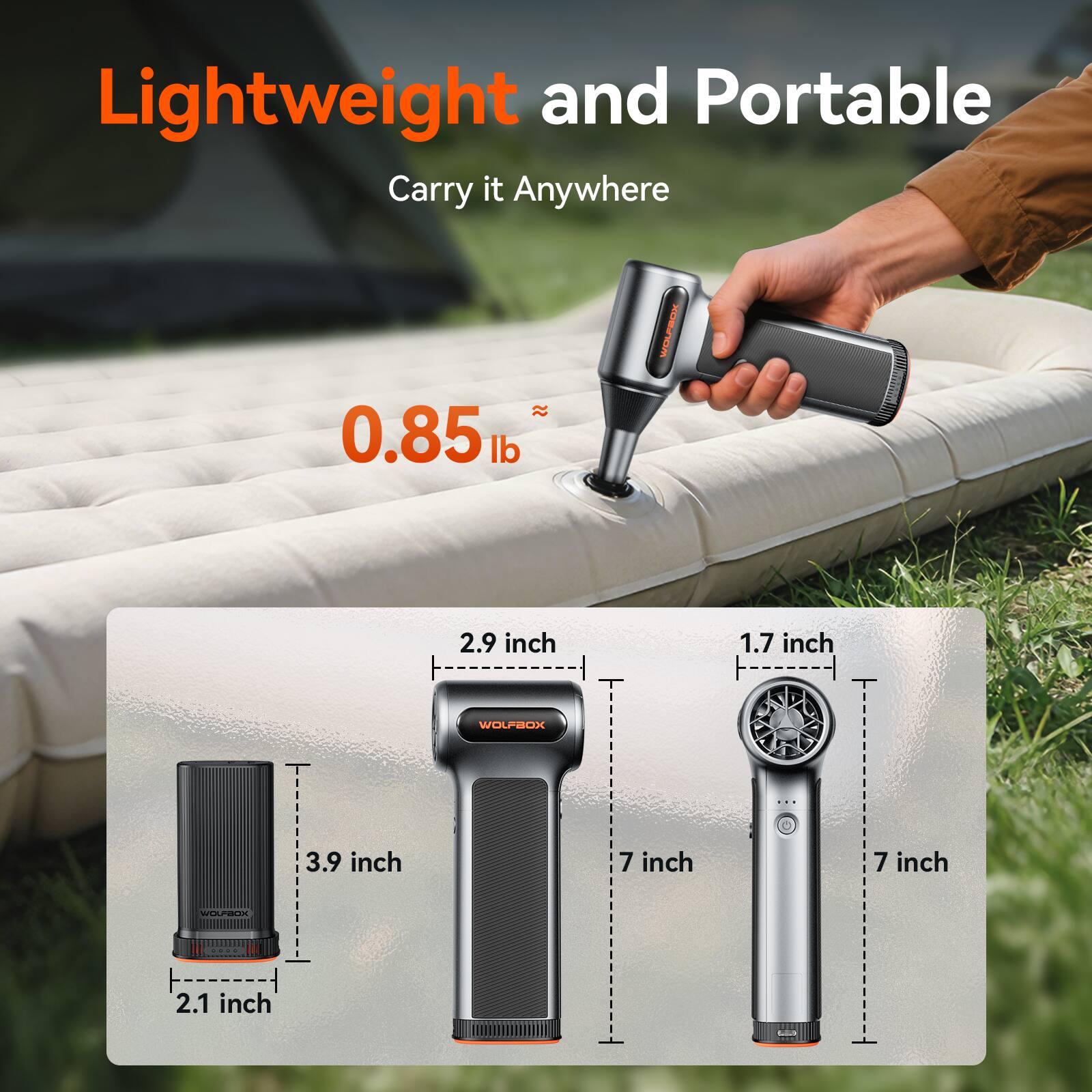 WOLFBOX Compressed Air Duster 2 Swappable Battery Packs & Case ...