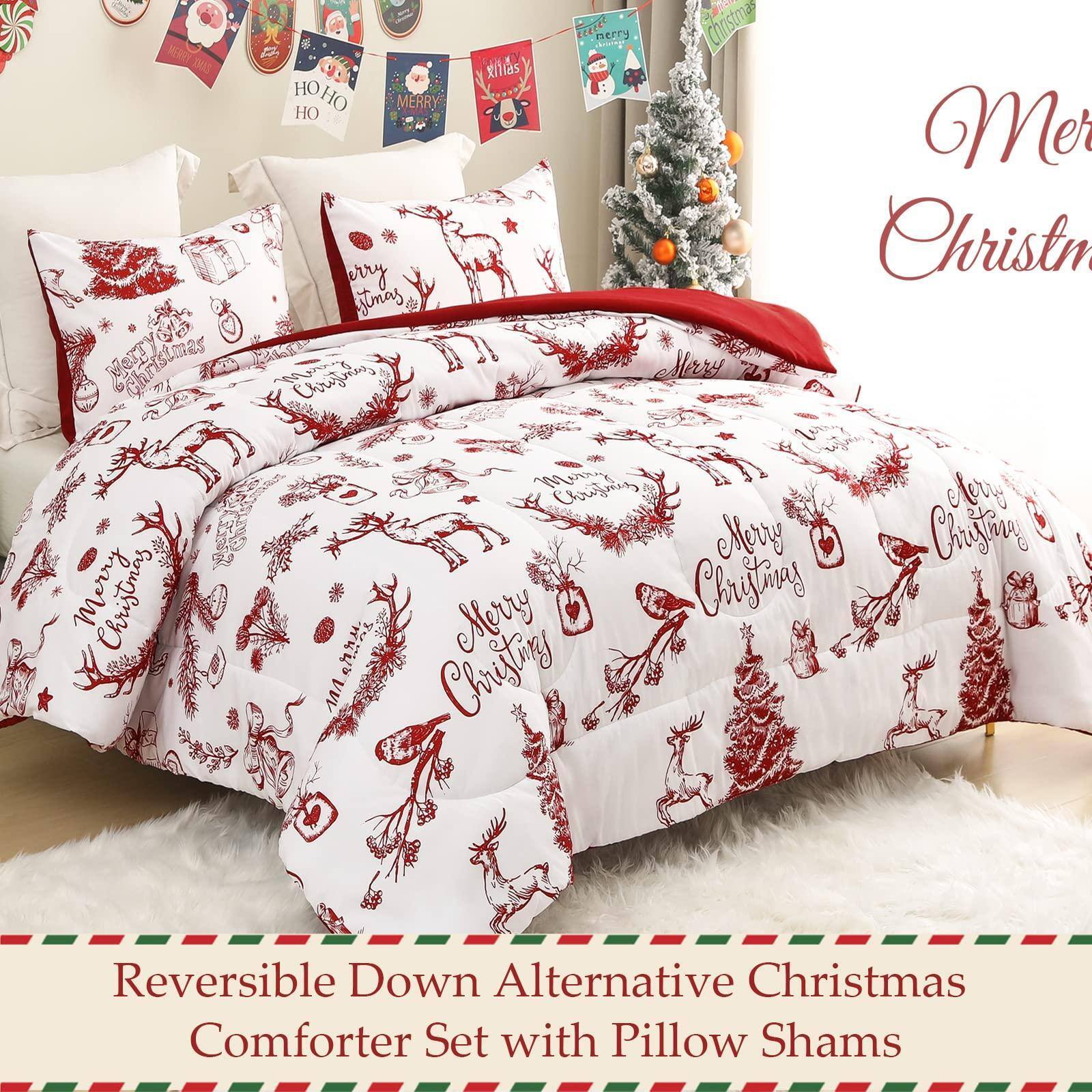 Dapper Styles Christmas Comforter Set Reversible Winter Bedding ...