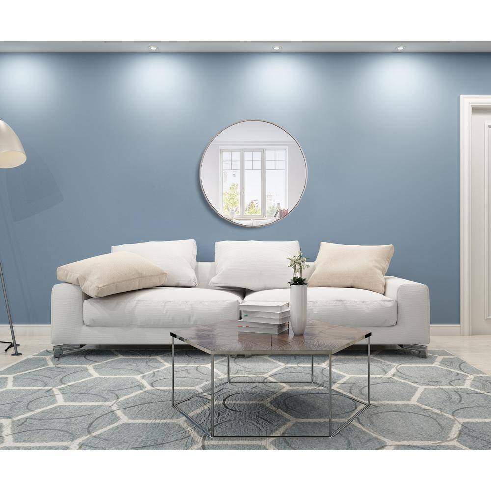 Elegant Decor Metal frame Round Mirror 36 inch finish Silver BG3604789 ...
