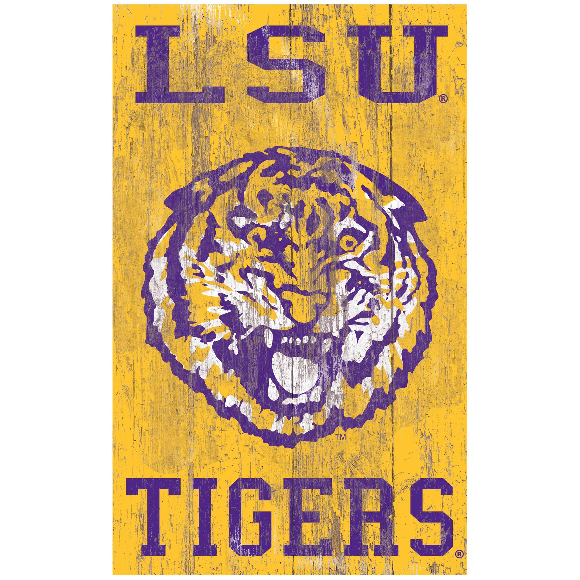 Fan Creations LSU Tigers 11'' x 19'' Heritage Distressed Logo Sign Multicolor 3416600 - Best Buy