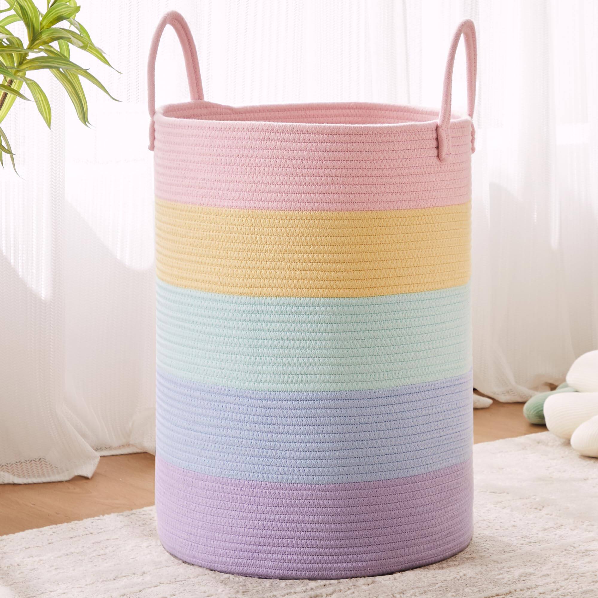 Dapper Styles 80l Rainbow Hamper Laundry Basket For Pastel Tall Blanket ...