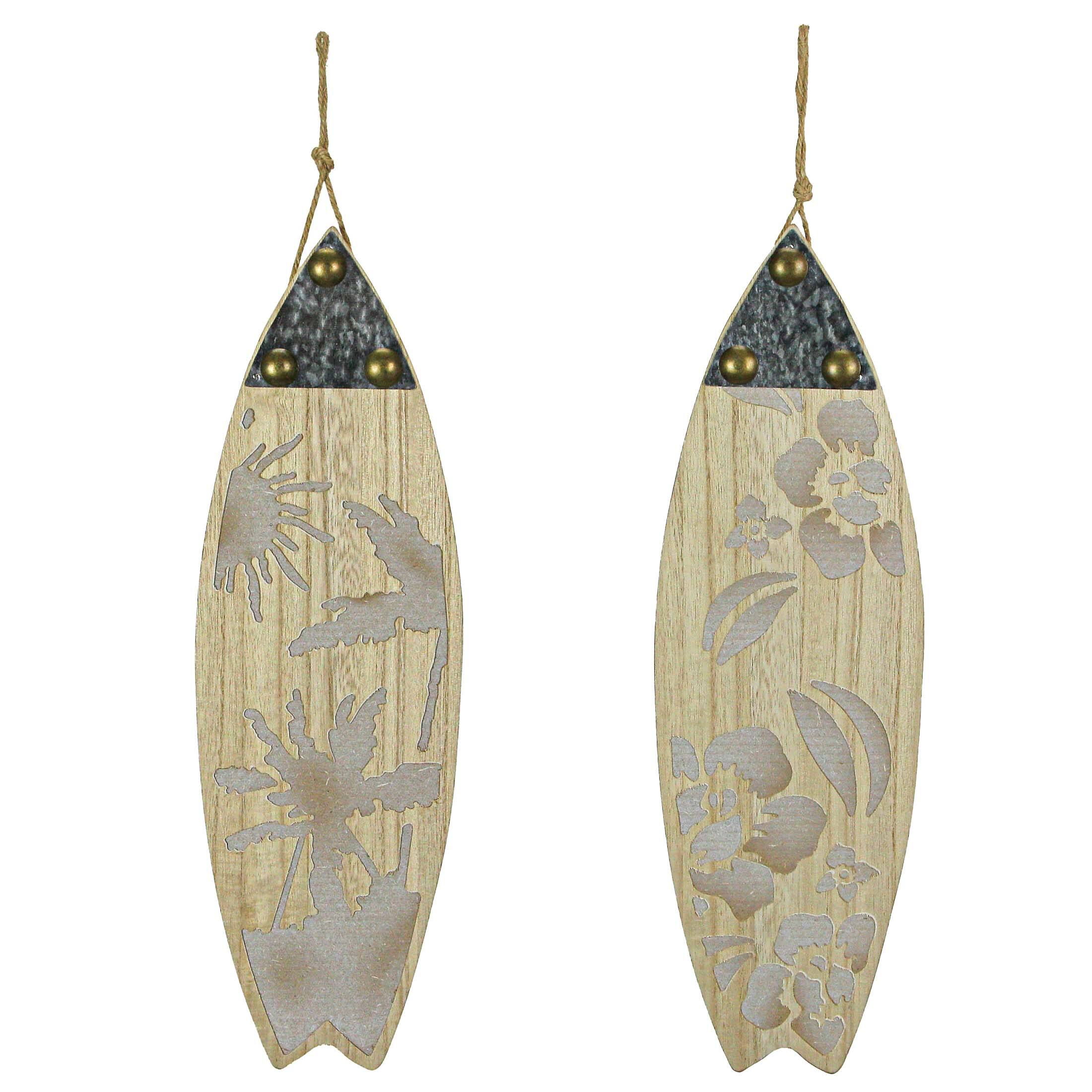 Things2Die4 16 Inch Carved Wood & Metal Surfboard Wall Hanging Beach ...