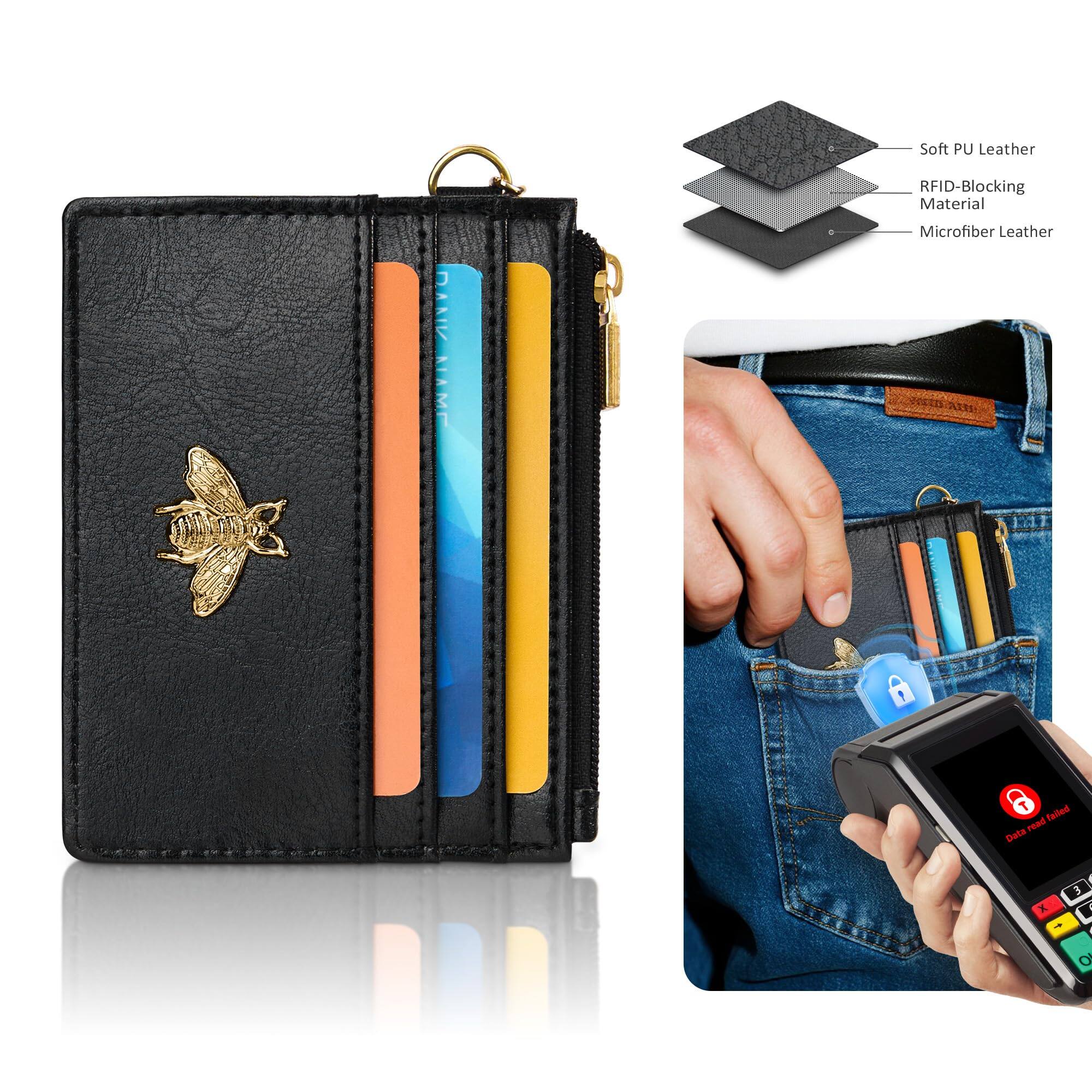 Jadie Link Card Holder Keychain Wallet Women Window Rfid Purse Bee ...