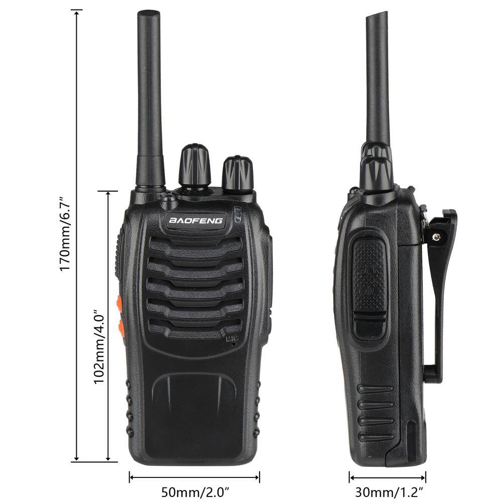Winado 2 x Baofeng BF 88A Walkie Talkie Two Way Radio 16CH 462MHz 467MHz FRS Frequency Black BF ...