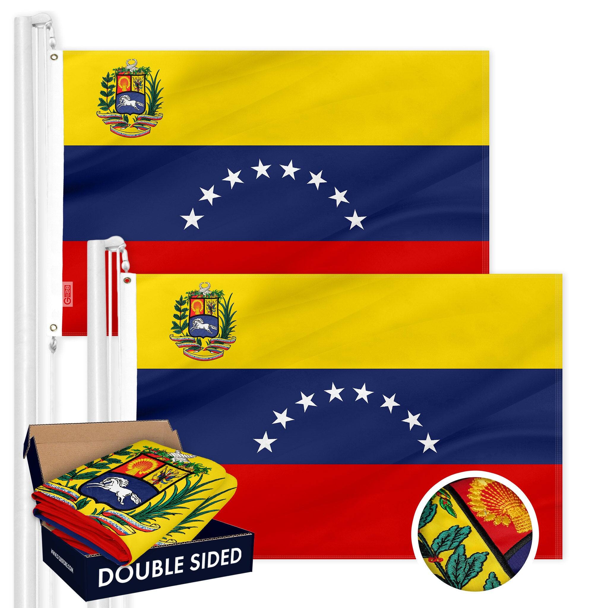 G128 Venezuelan Flag 3 x 5 ft Double Sided Embroidered 2 Pack Assorted ...