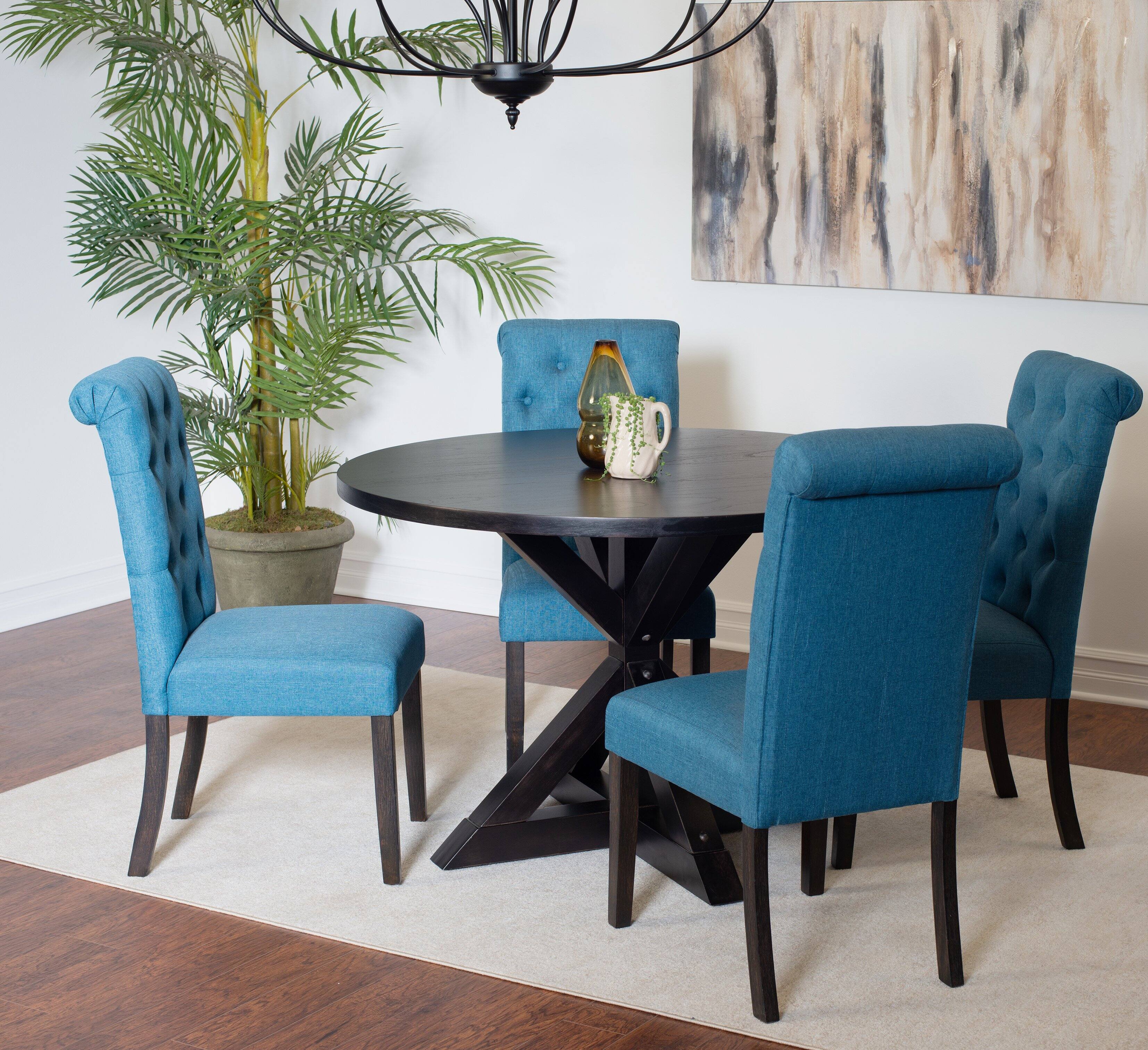 TinyHomie 5 piece Dining Set Cross Buck Dining Table with 4 Stylish ...