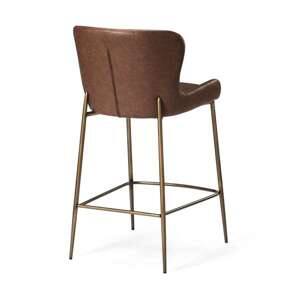 Maven Lane 27" Naomi Counter Stool In Antique Brass Finish With Vegan ...