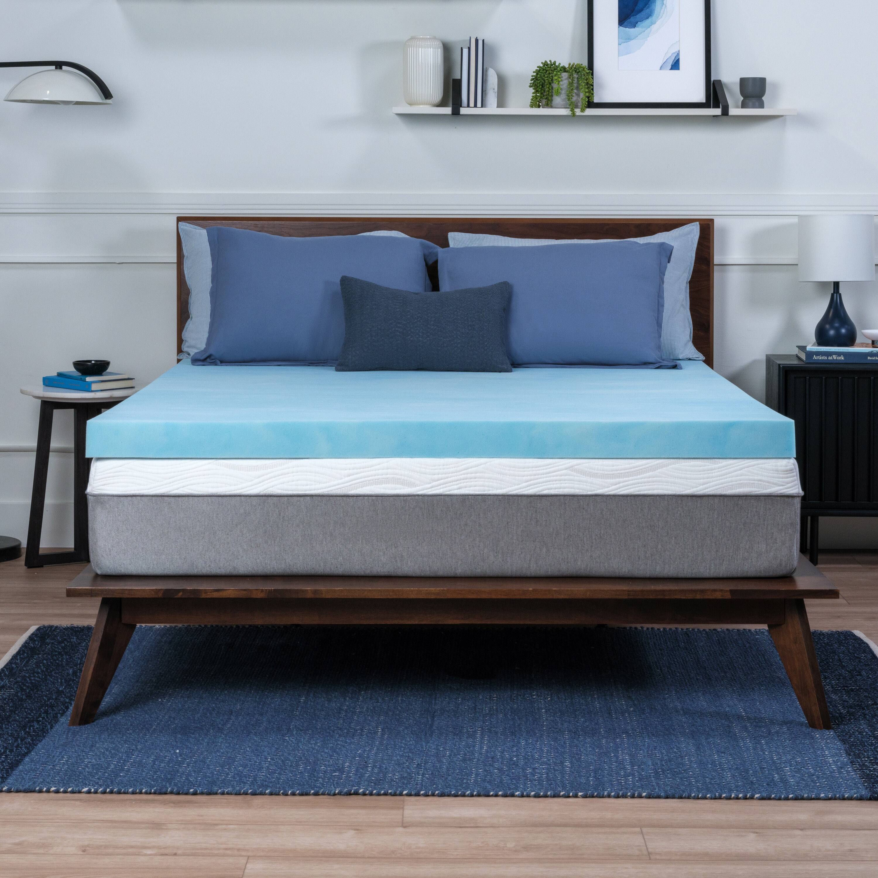 Sure2Sleep 2 inch Cool Gel Swirl Memory Foam Topper Cal King Blue ...