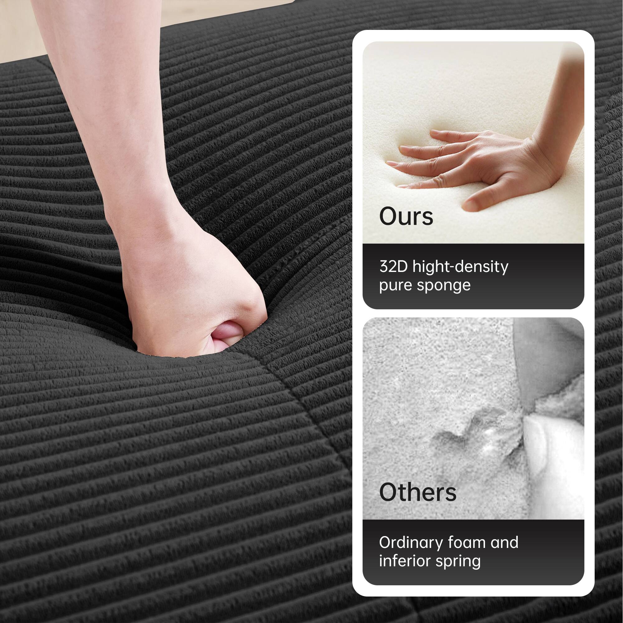 Aukfa 2 seats Modular Corduroy Sectional Sofa with Ergonomic Support ...