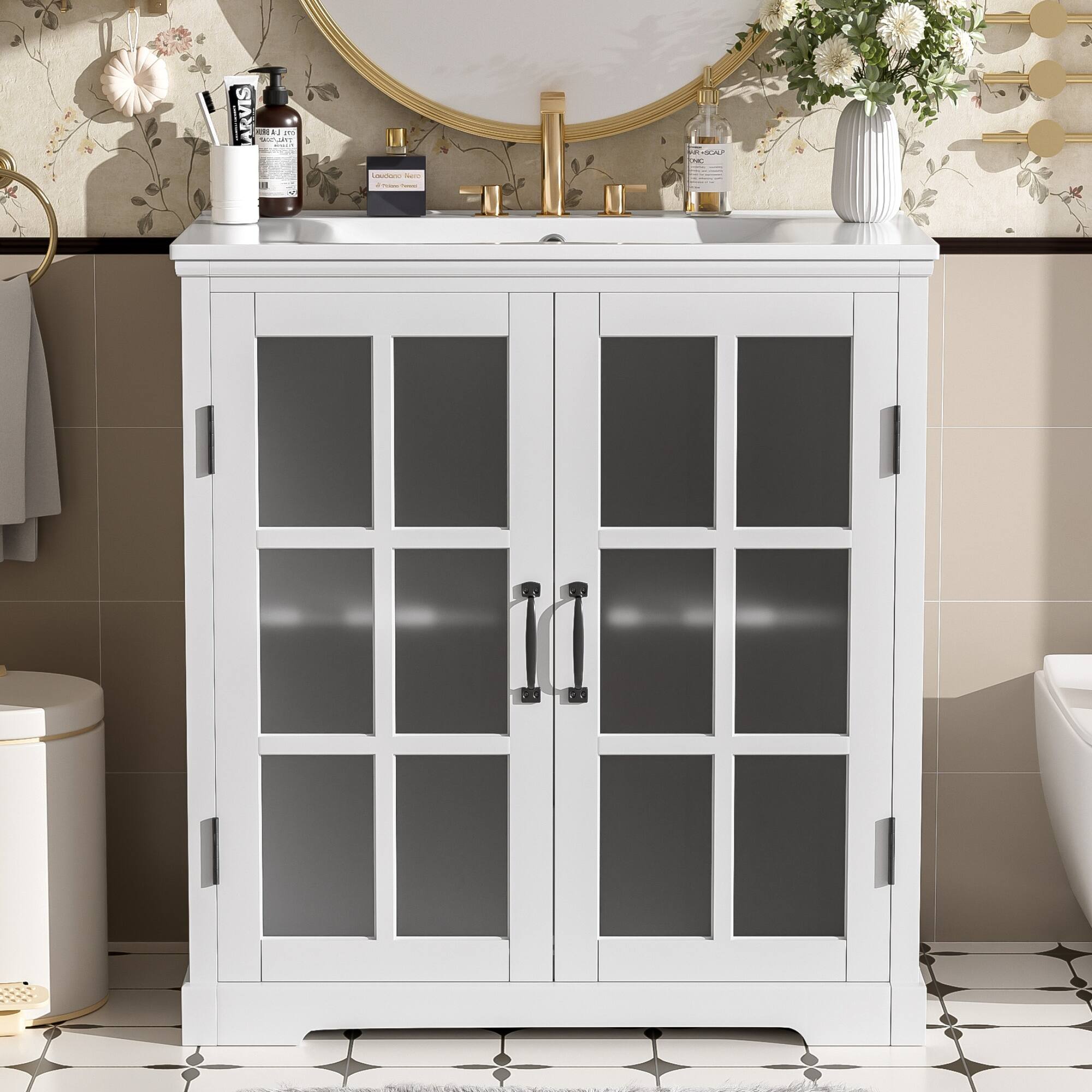 Cabinet Tiramisubest - 30" Bathroom Vanity with Ceramic Sink, Bathroom ...