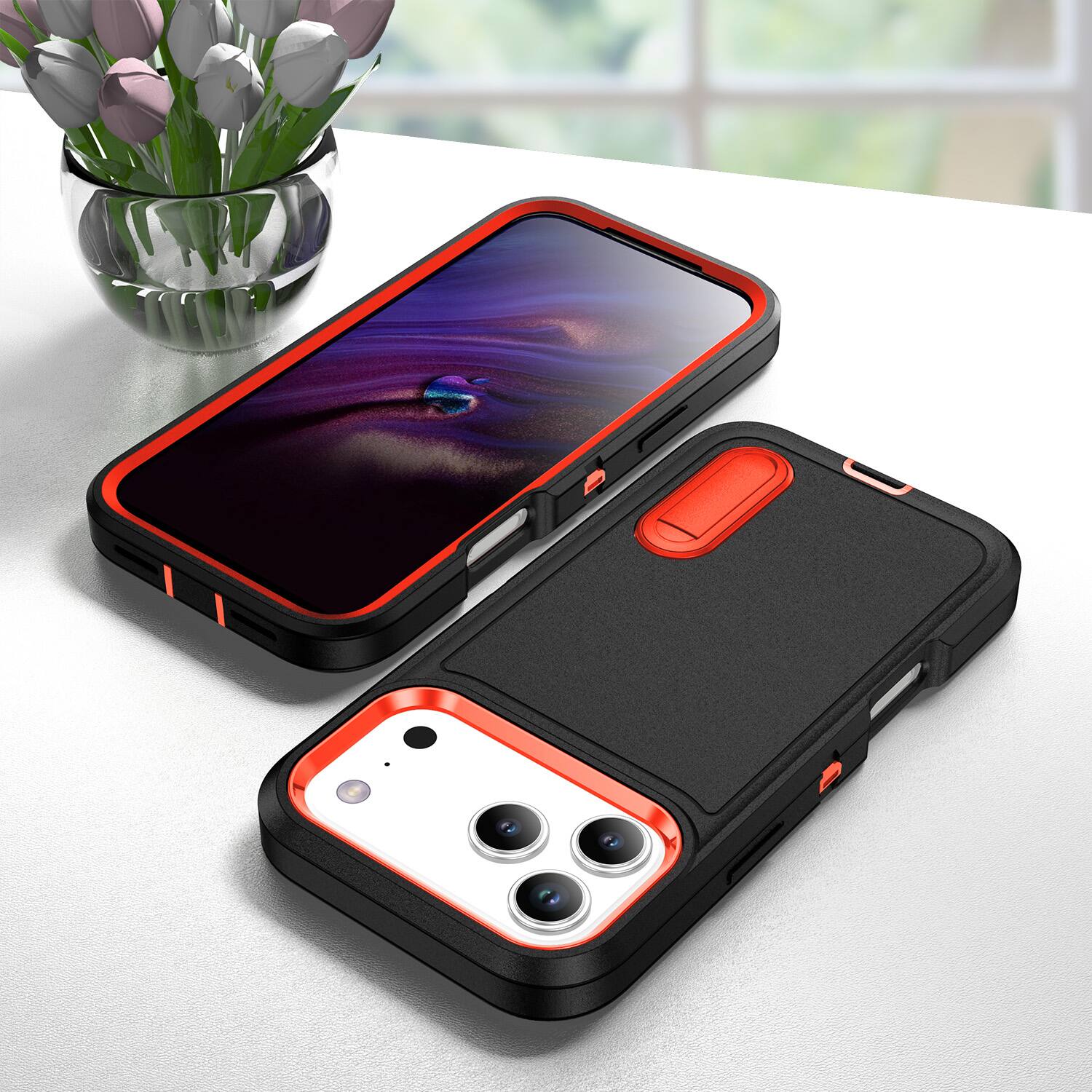 Dteck Heavy Duty Case for Apple iPhone 17 Pro Max w/ Foldable Kickstand ...