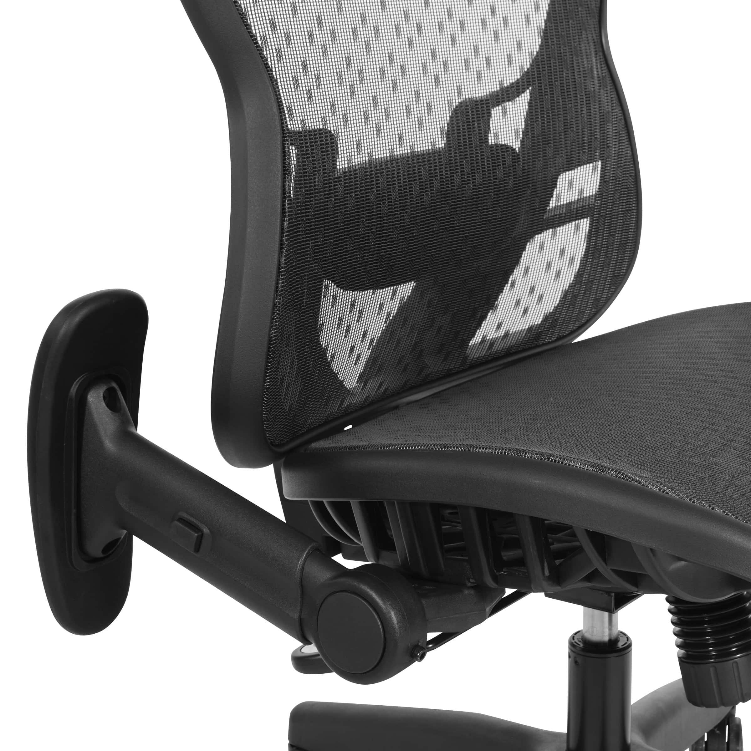 Deluxe R2 SpaceGrid Back Chair and Seat with Flip Arms in Fabric Black