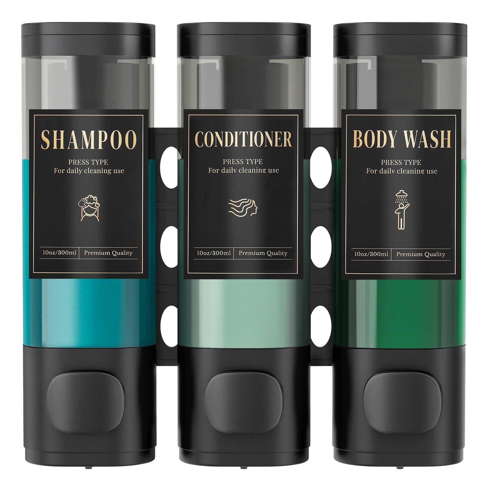 Dapper Styles Shampoo And Conditioner Dispenser No Drill Wall Mounted ...