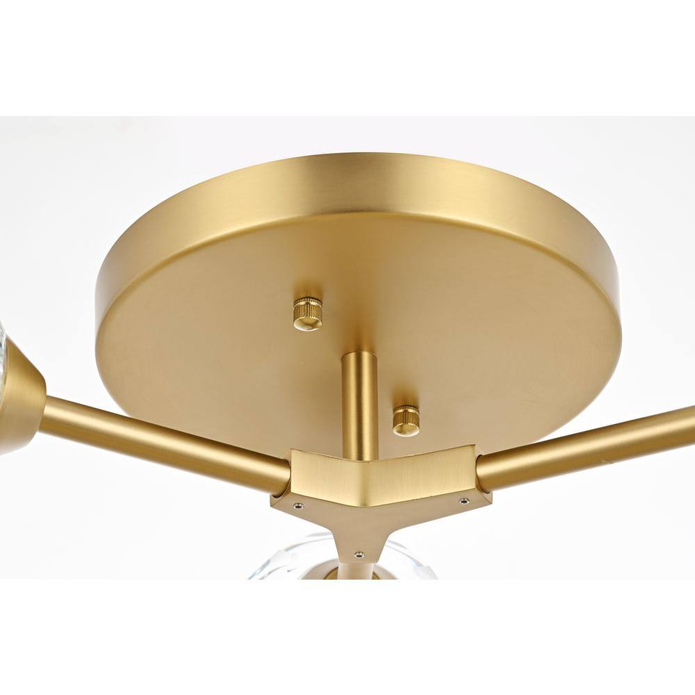 Elegant Lighting Zayne 3 Light Flush Mount in Gold Gold And Clear ...
