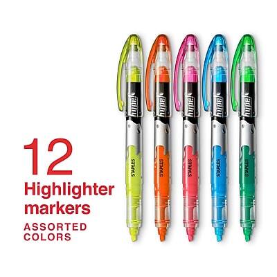 Staples Hype Stick Highlighters, Chisel Tip, Assorted, Dozen (14598 ...
