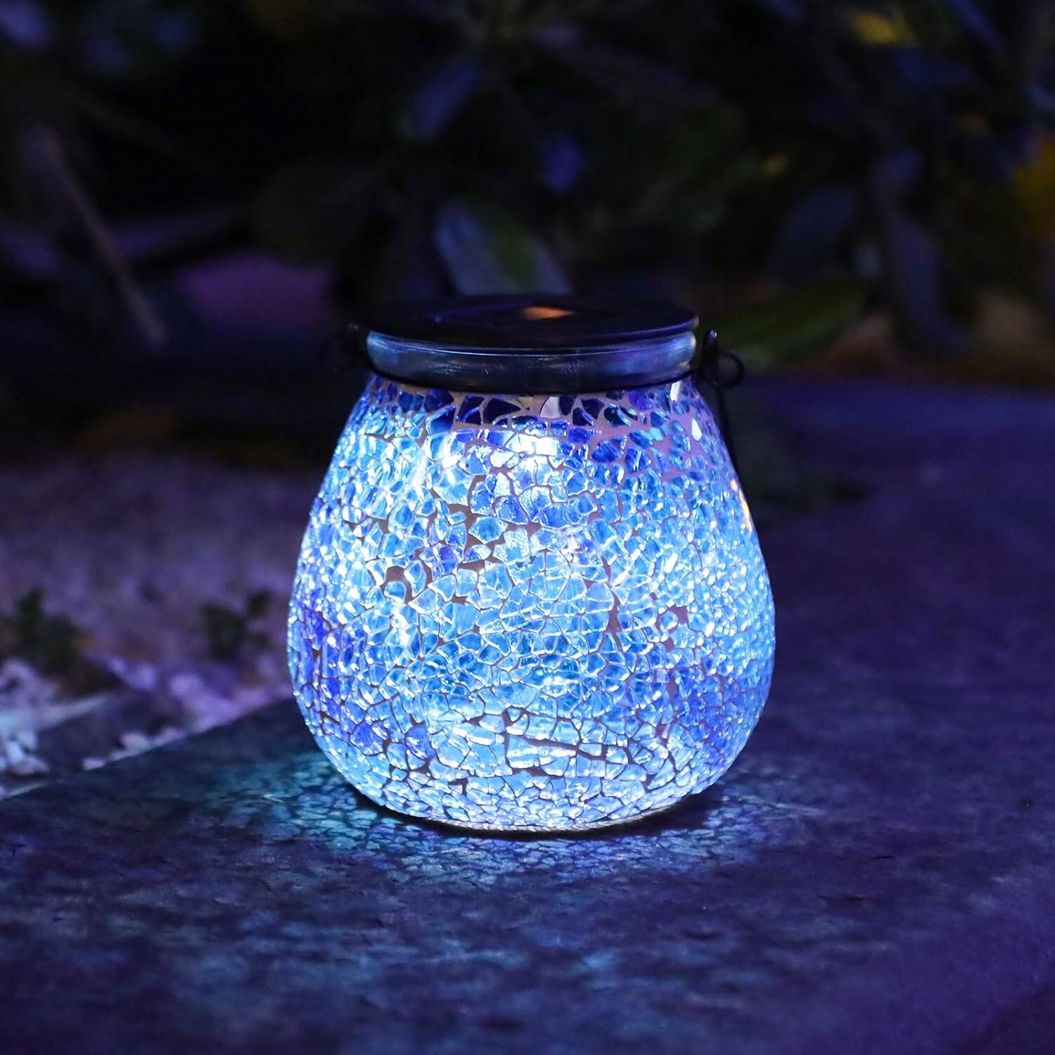 Stamp n Camp Afirst Mosaic Solar Lanterns Outdoor Glass Hanging Solar ...