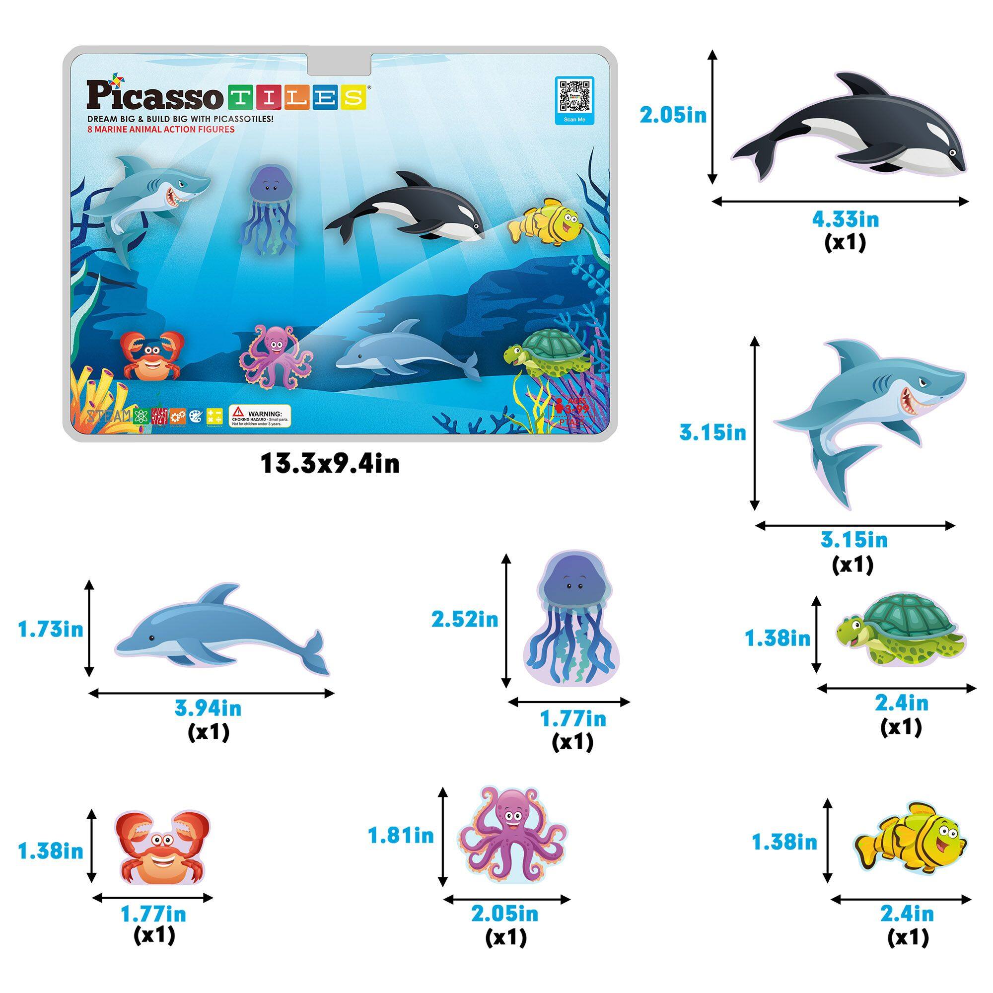 PicassoTiles PICASSO TILES 8 PC Marine Animal Character Theme Set ...