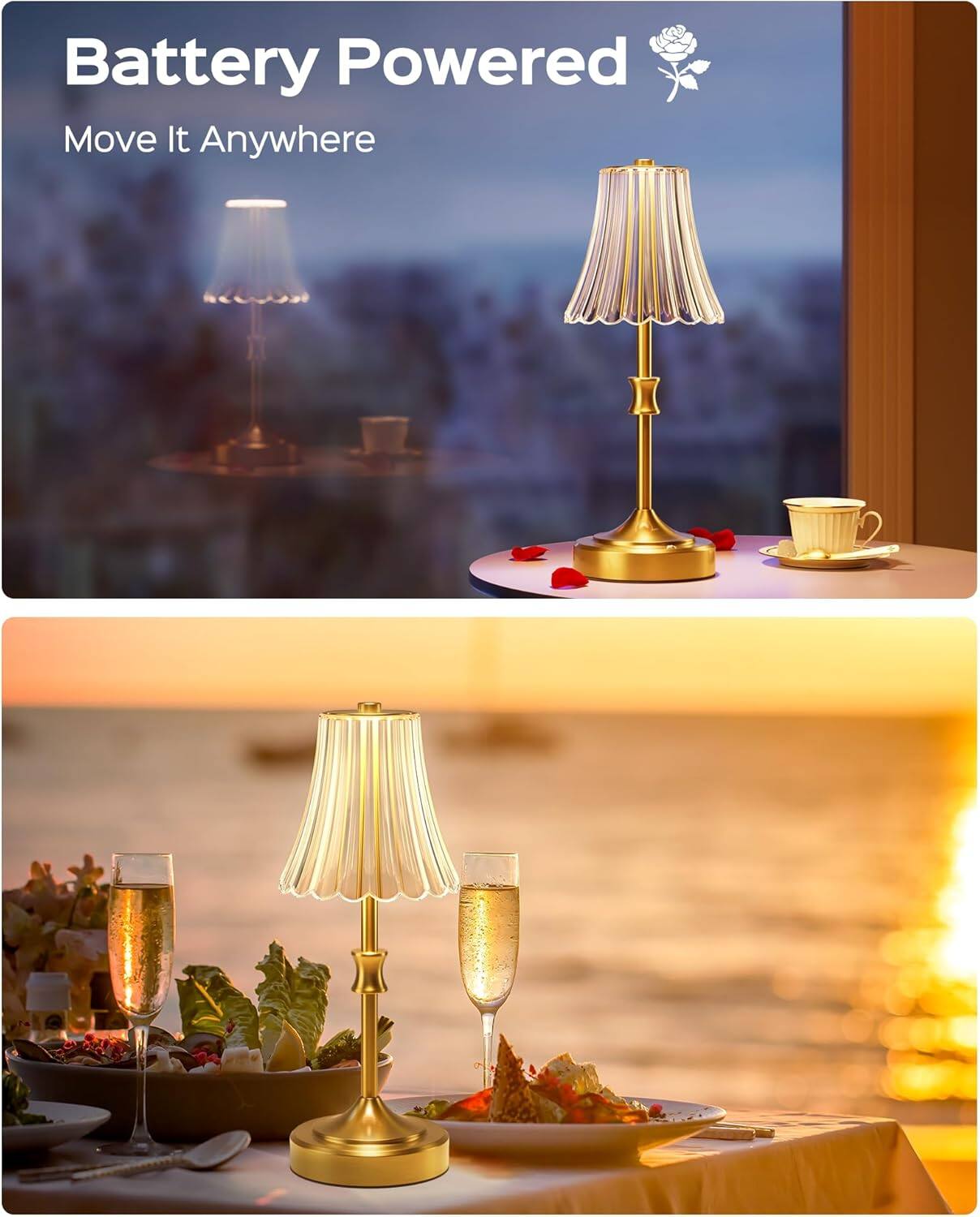 Stamp n Camp JACKYLED Vintage Cordless Table Lamp Acrylic Crystal ...