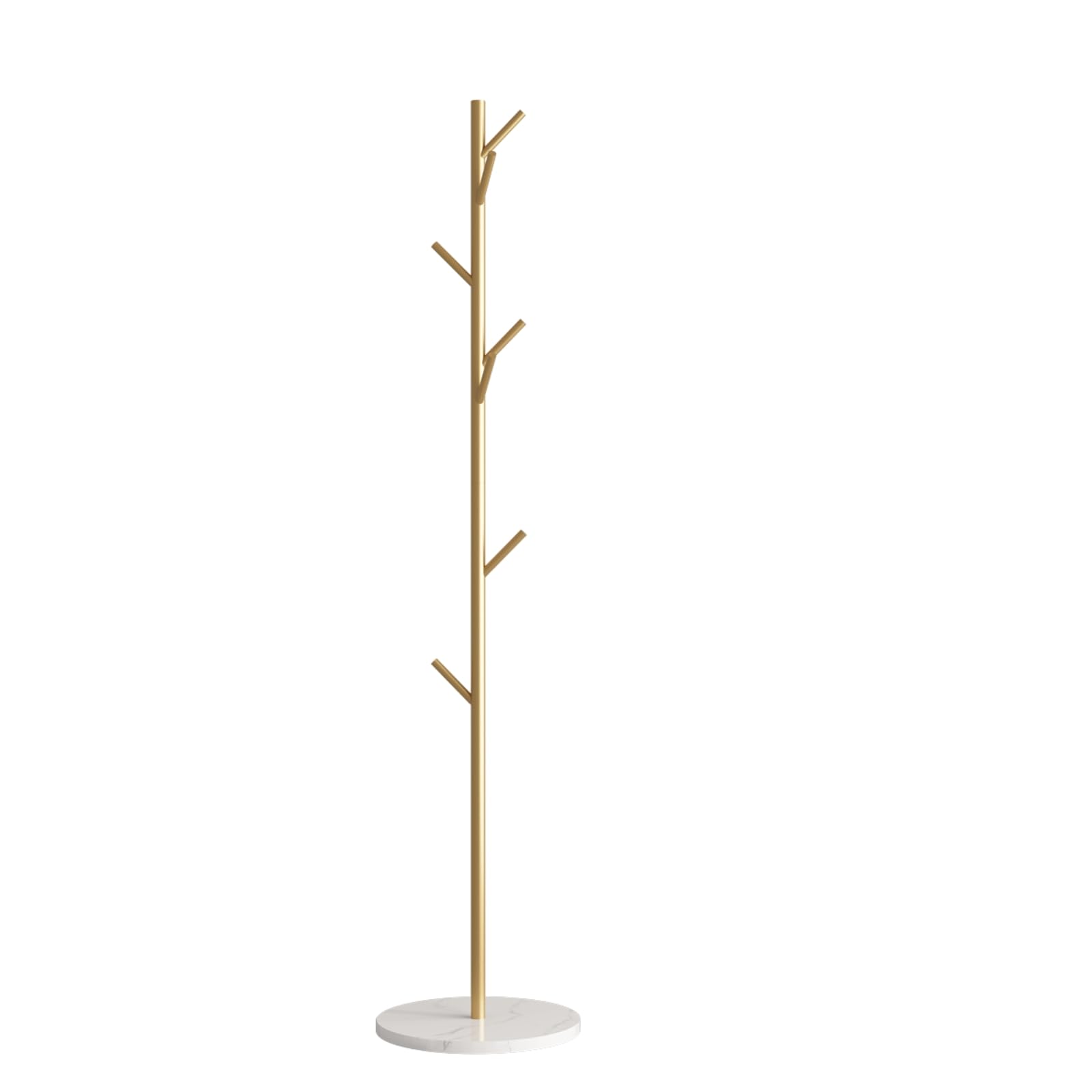 Hirose Alice Gold Coat Rack Freestanding Metal Coat Tree with Marble ...