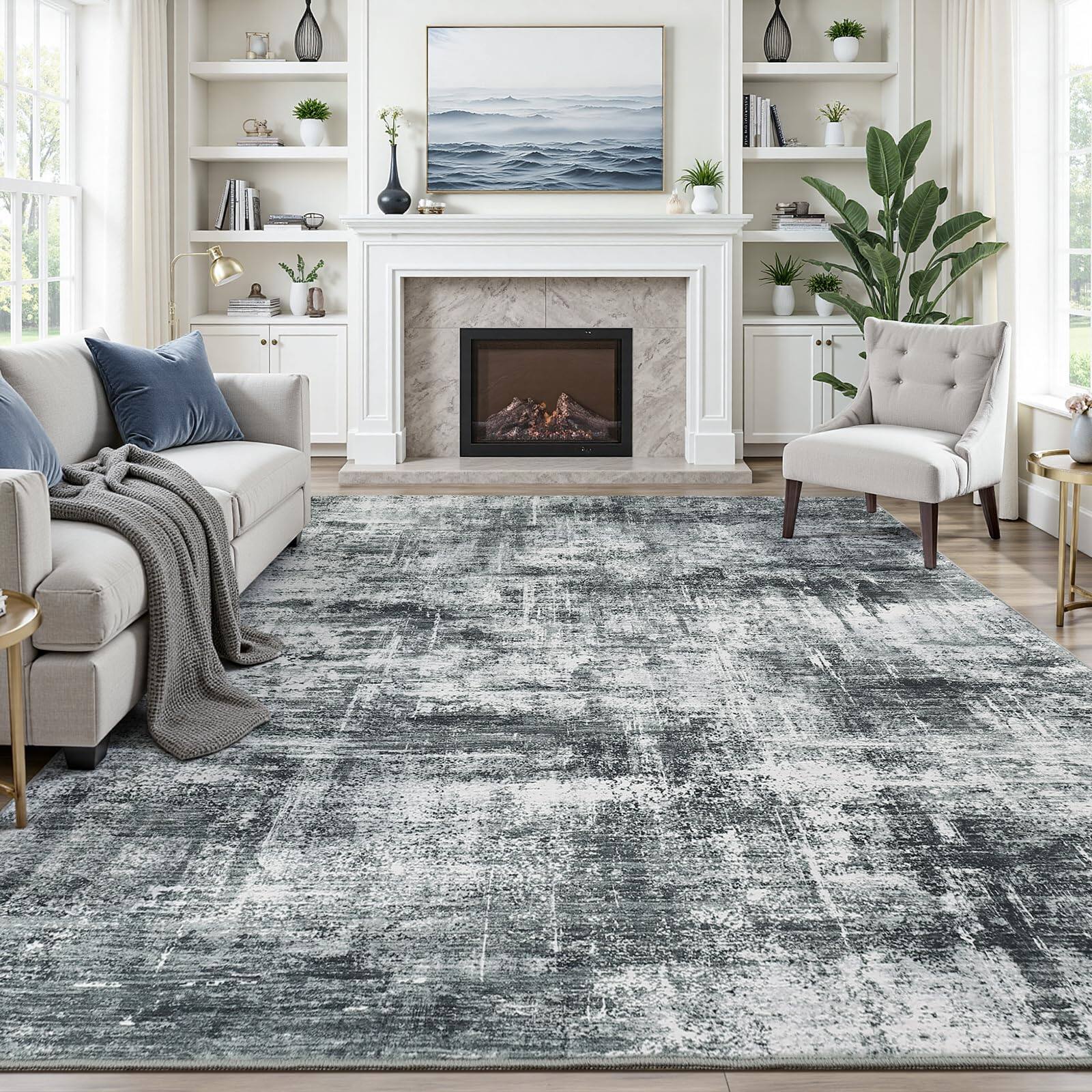 Fabibe 8x10 Area Rug For Living Room Abstract Large Rugs With Non slip ...