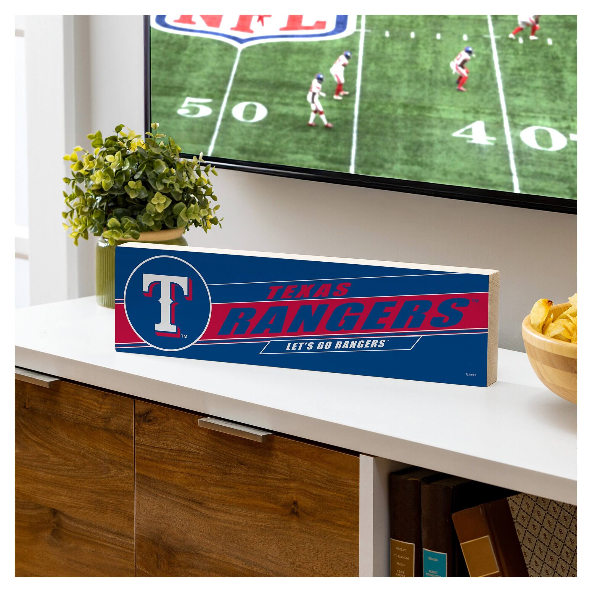 Evergreen Enterprises Texas Rangers 5" x 18" Shadow Logo Wood Mantle ...