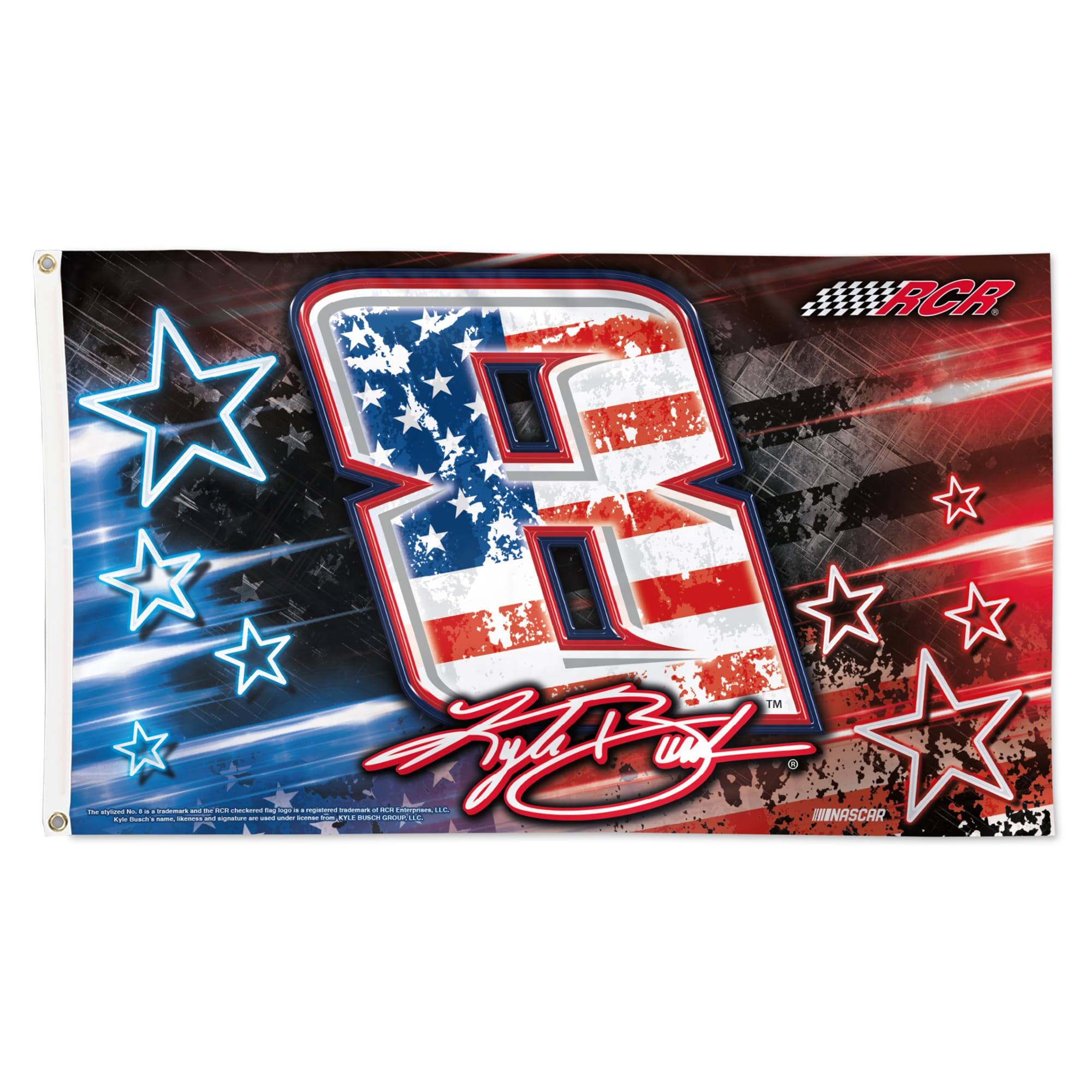 WinCraft Kyle Busch Patriotic 3' x 5' One Sided Deluxe Flag Multicolor ...