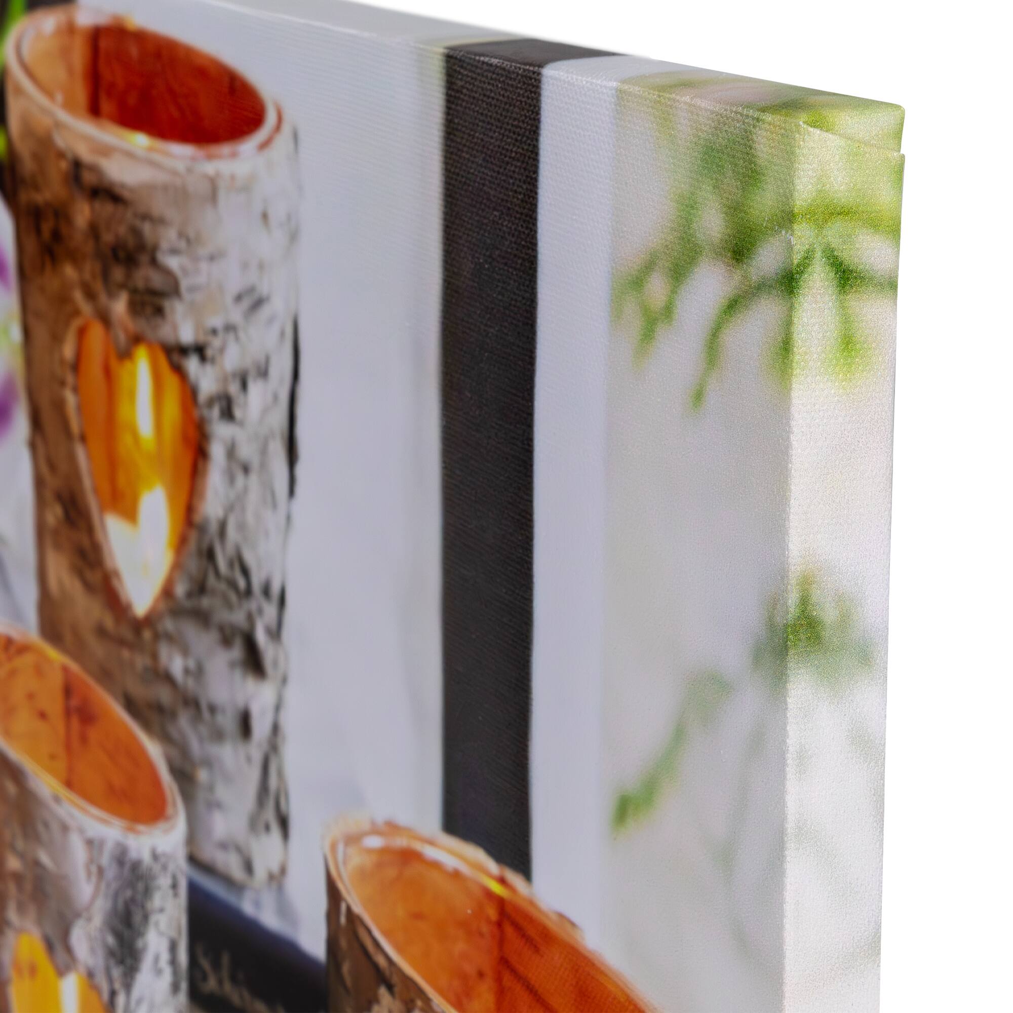 Northlight and White LED Lighted Flickering Rustic Birch Candles Canvas ...