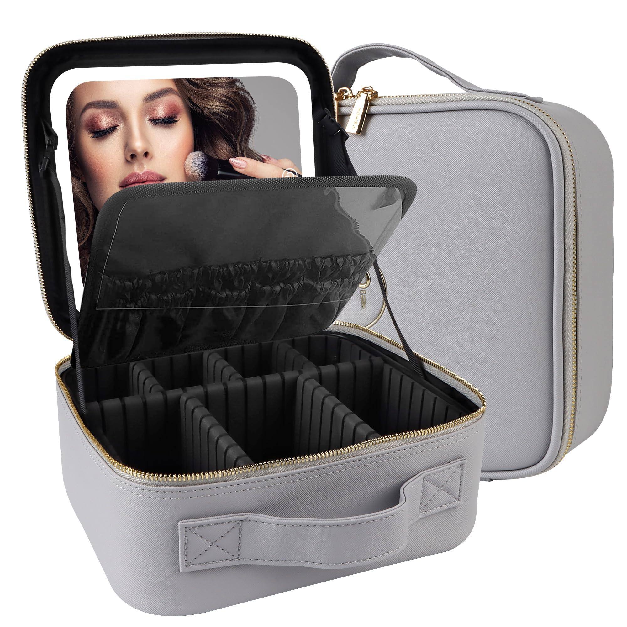 Reds Spade Travel Makeup Bag Organizer With Lighted Mirror Adjustable ...