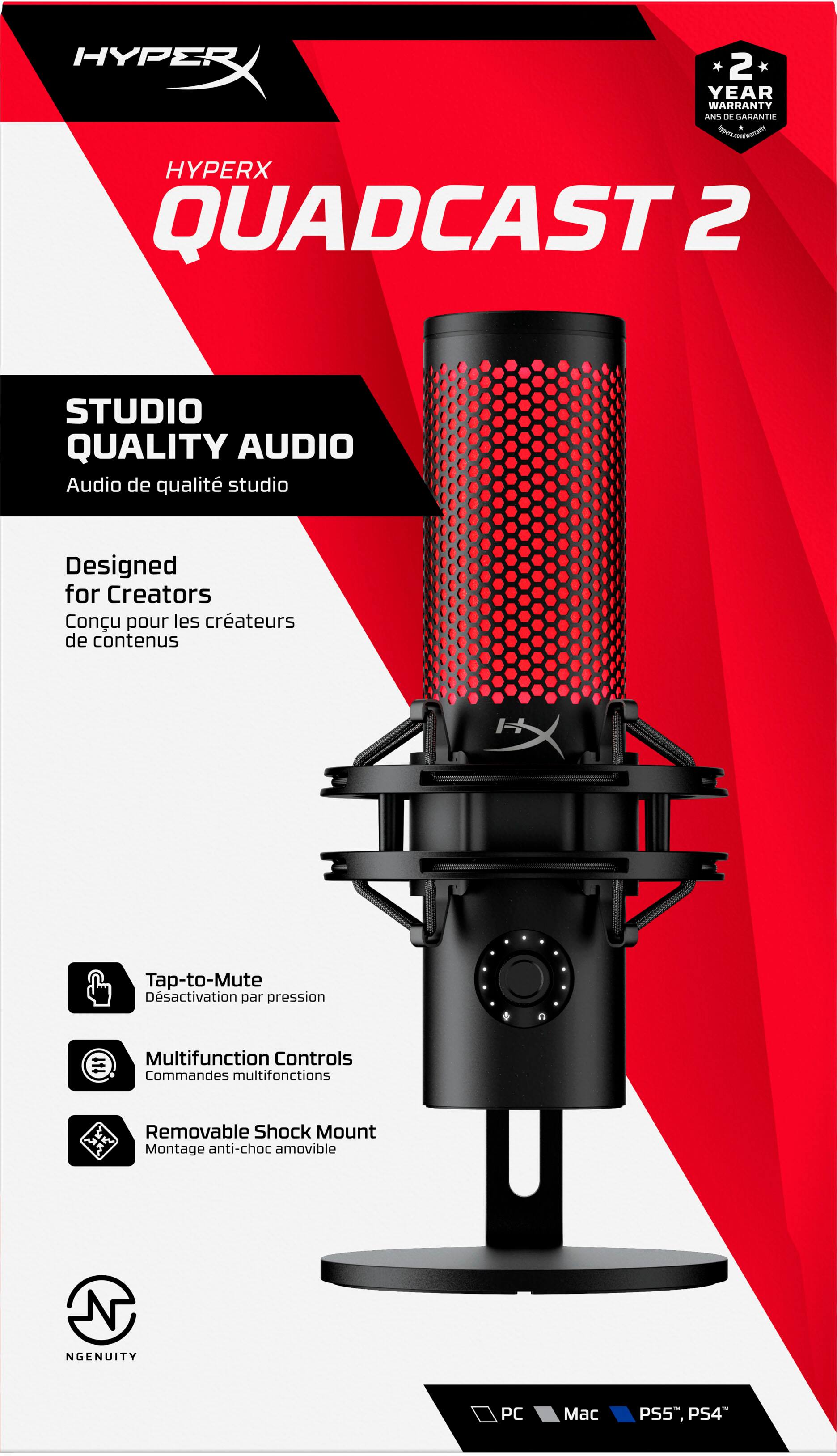 HyperX QuadCast 2 Wired Multi Pattern USB Electret Condenser Microphone ...