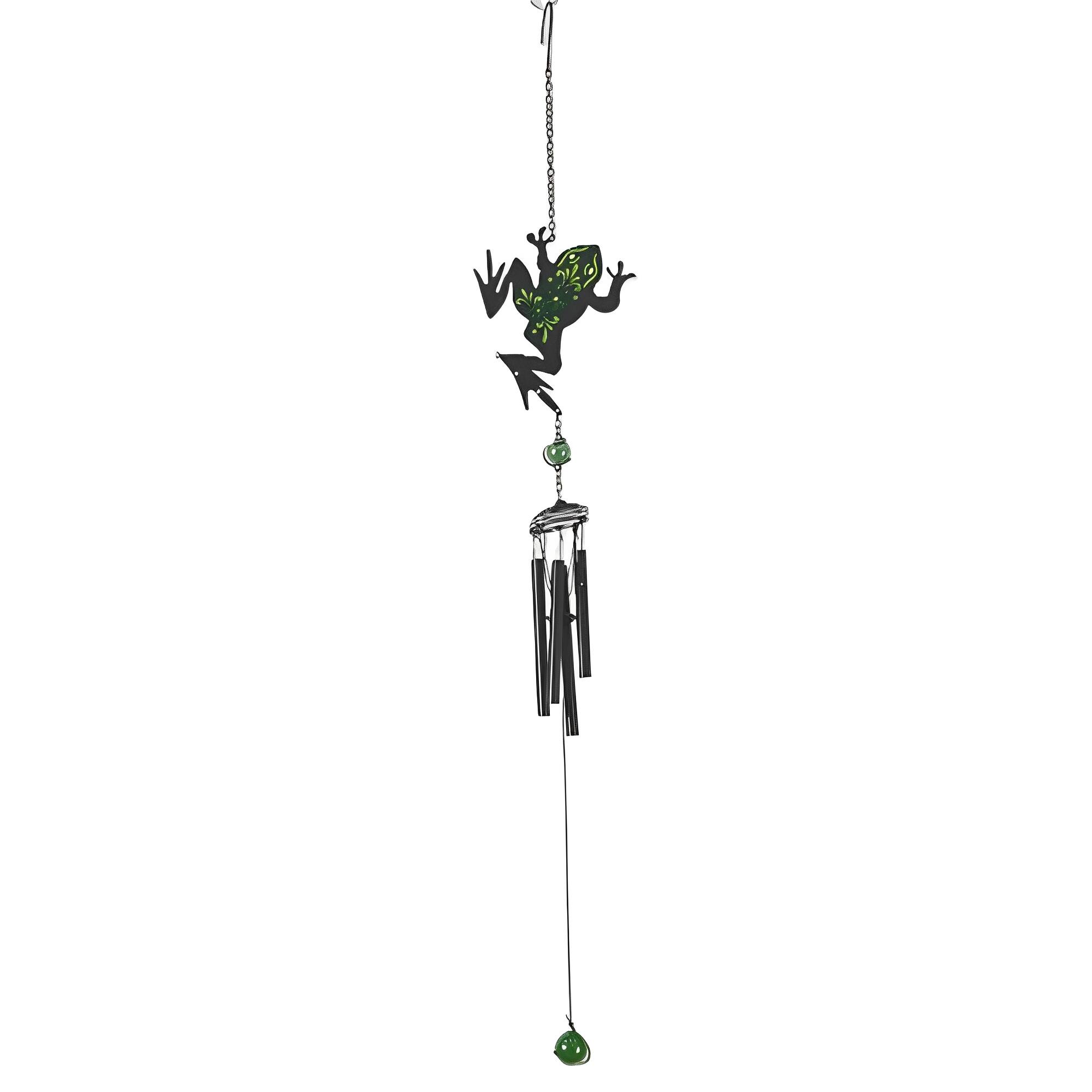 FC Design 27" Long Frog With Black Gem Wind Chime Outdoor Patio or ...